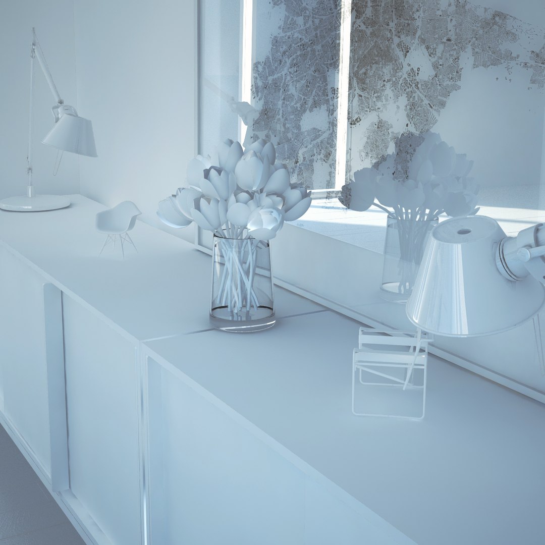 White Modern Kitchen 3d Model