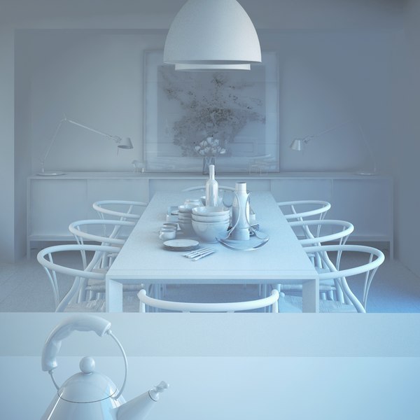 white modern kitchen 3d model