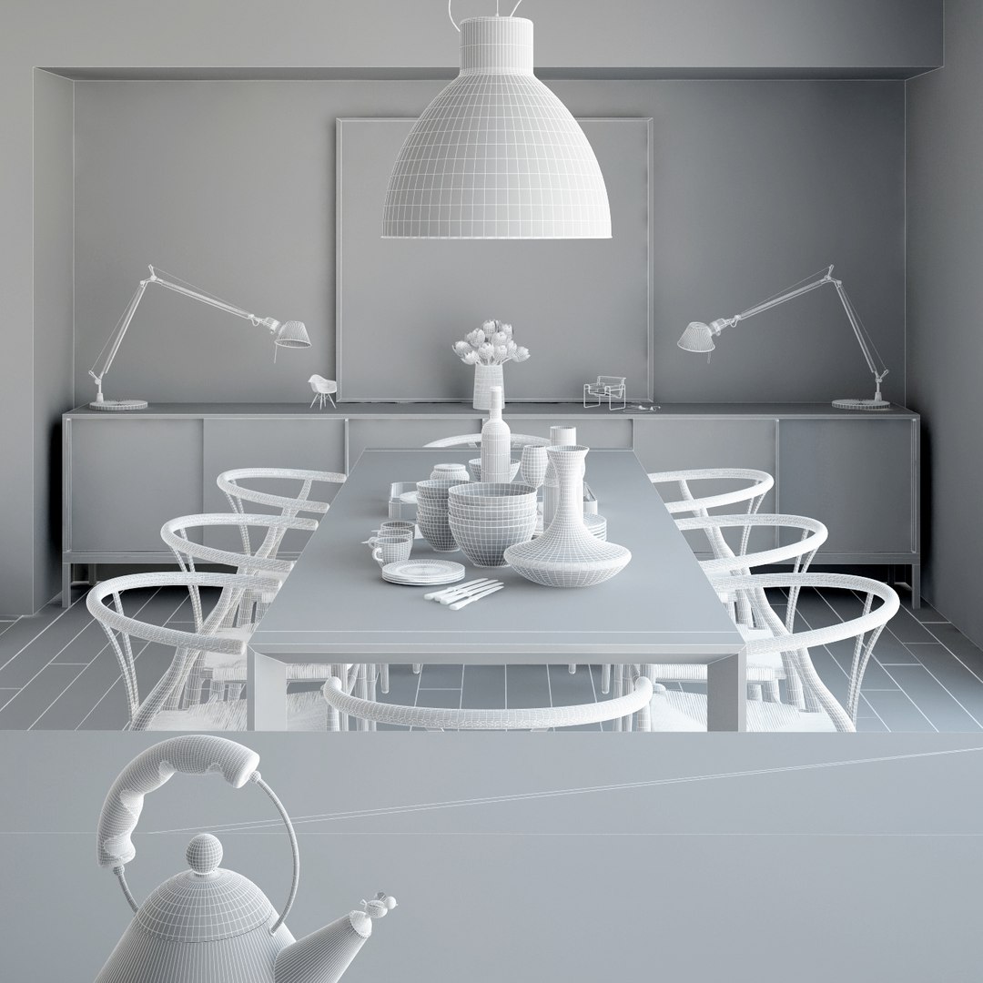 White Modern Kitchen 3d Model