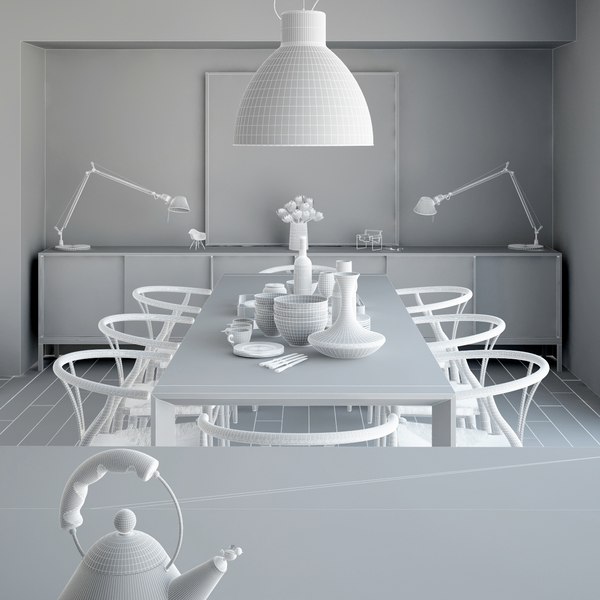 white modern kitchen 3d model