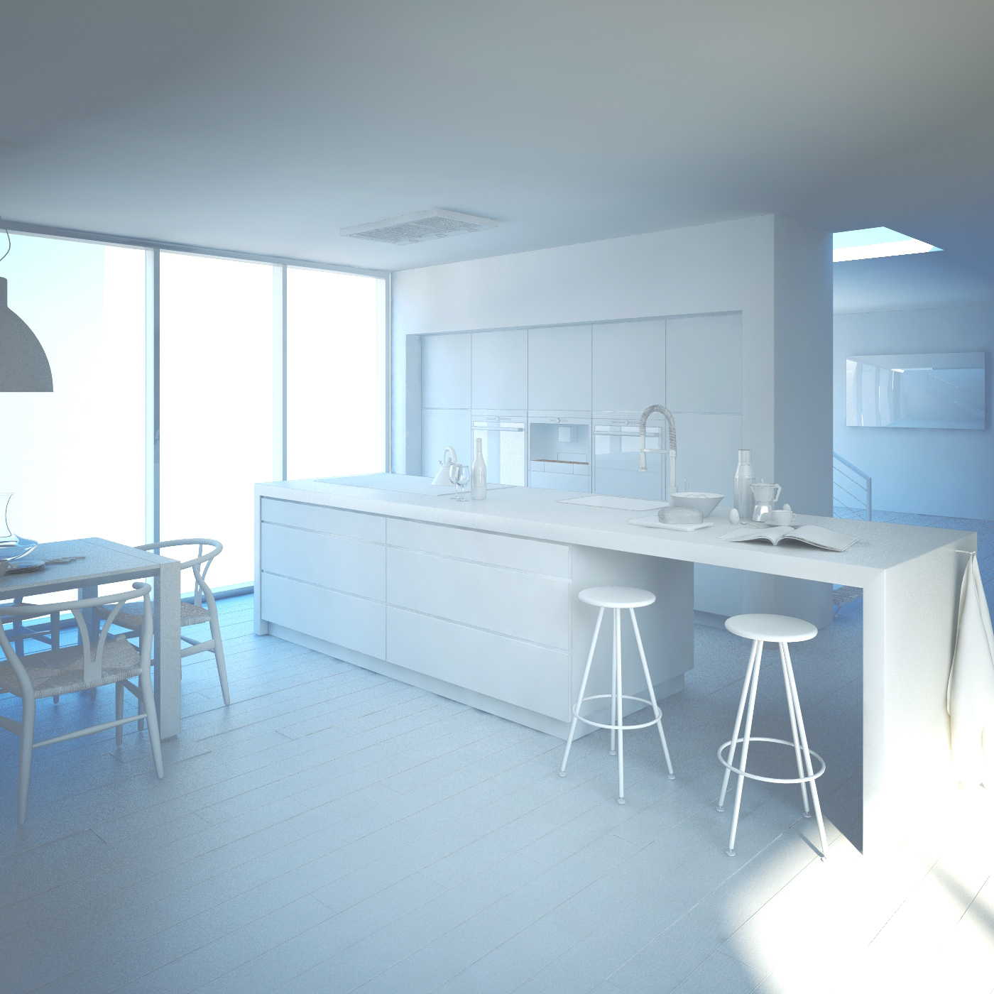white modern kitchen 3d model
