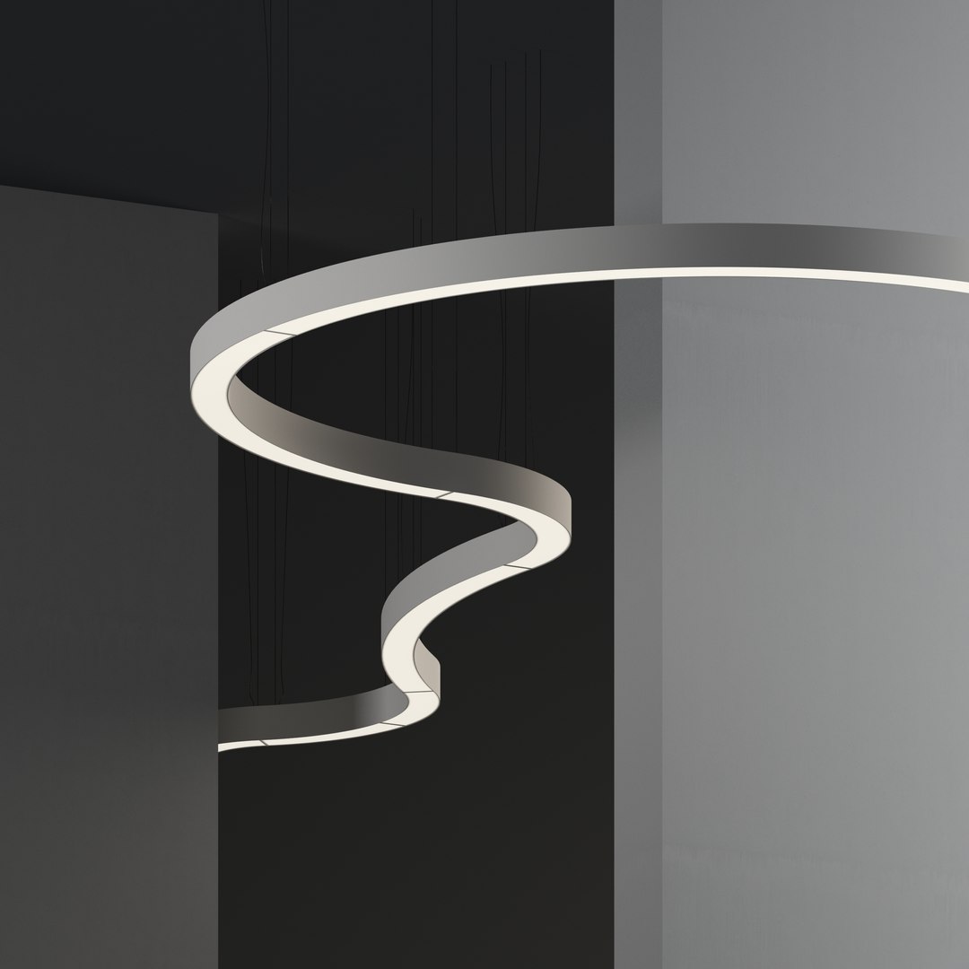 3D wave line ceiling lamp - TurboSquid 1644762
