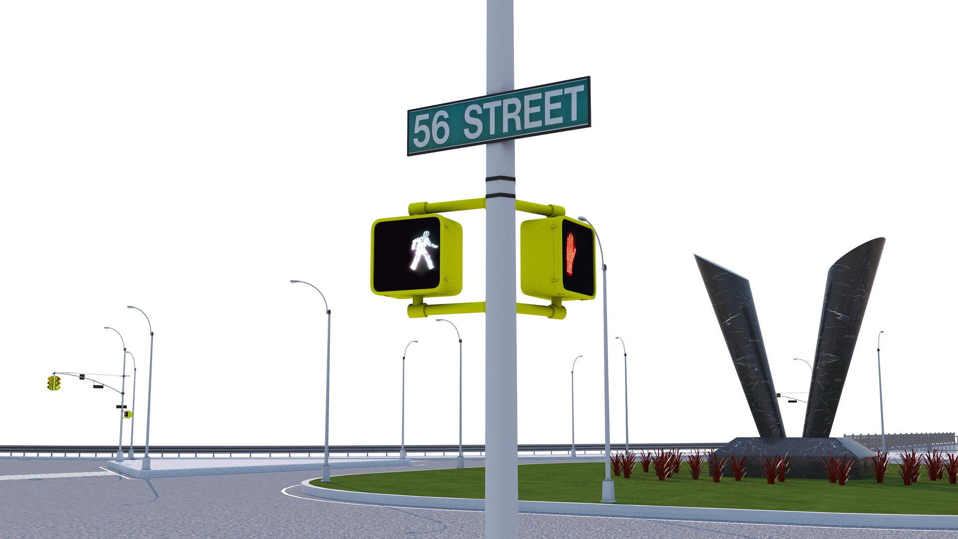 3D Model Roundabout Bridge With Highway - TurboSquid 2266317