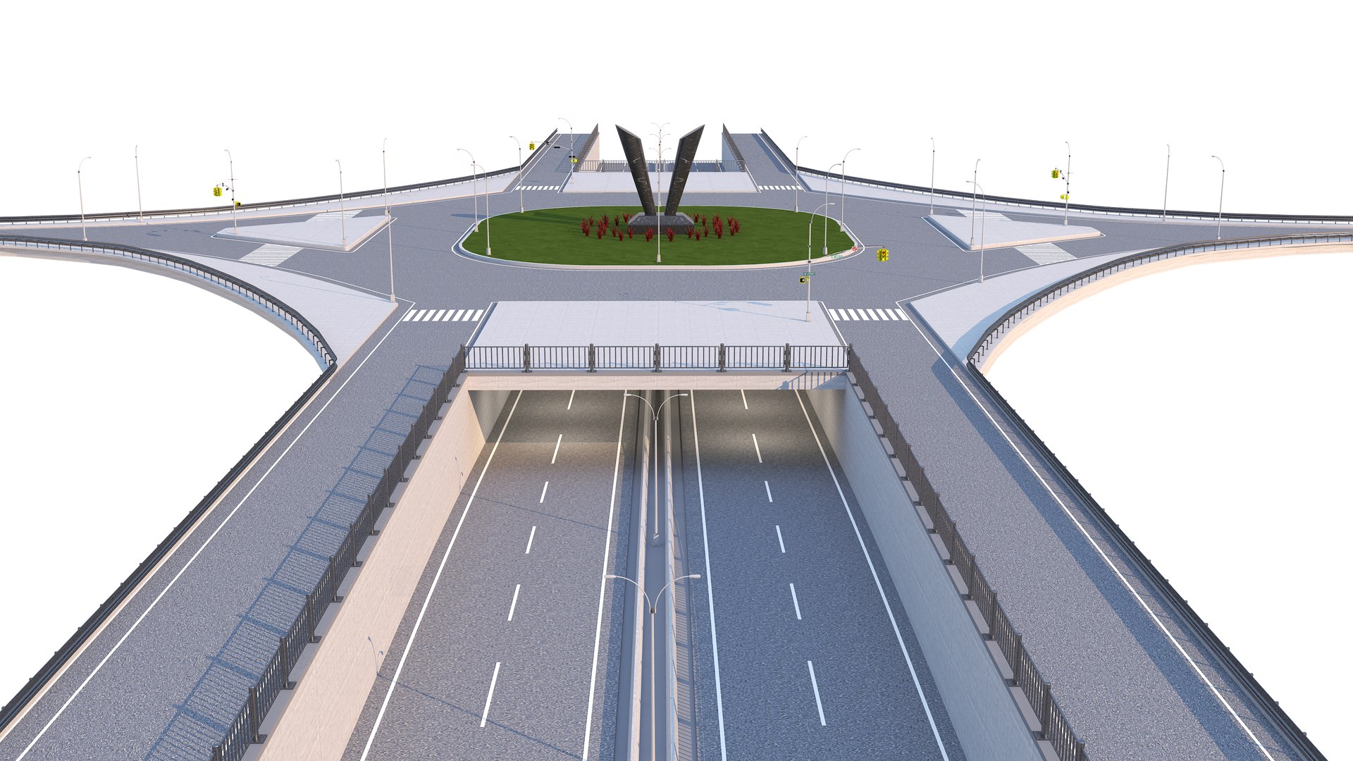 3D Model Roundabout Bridge With Highway - TurboSquid 2266317