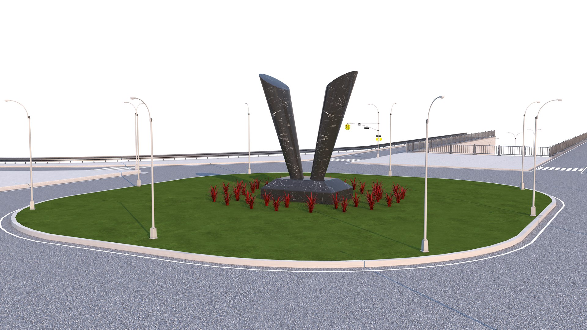 3D Model Roundabout Bridge With Highway - TurboSquid 2266317