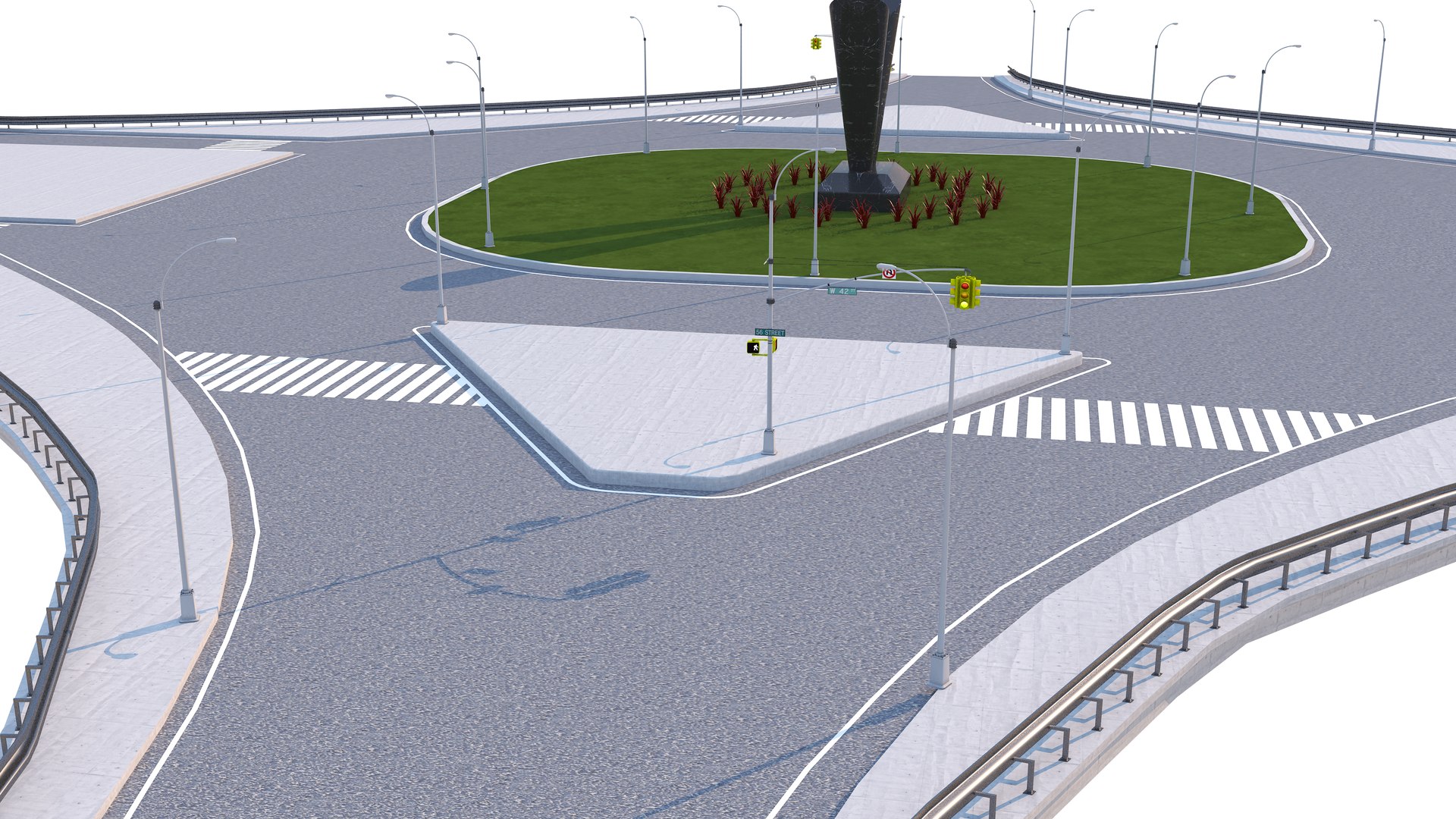 3D Model Roundabout Bridge With Highway - TurboSquid 2266317