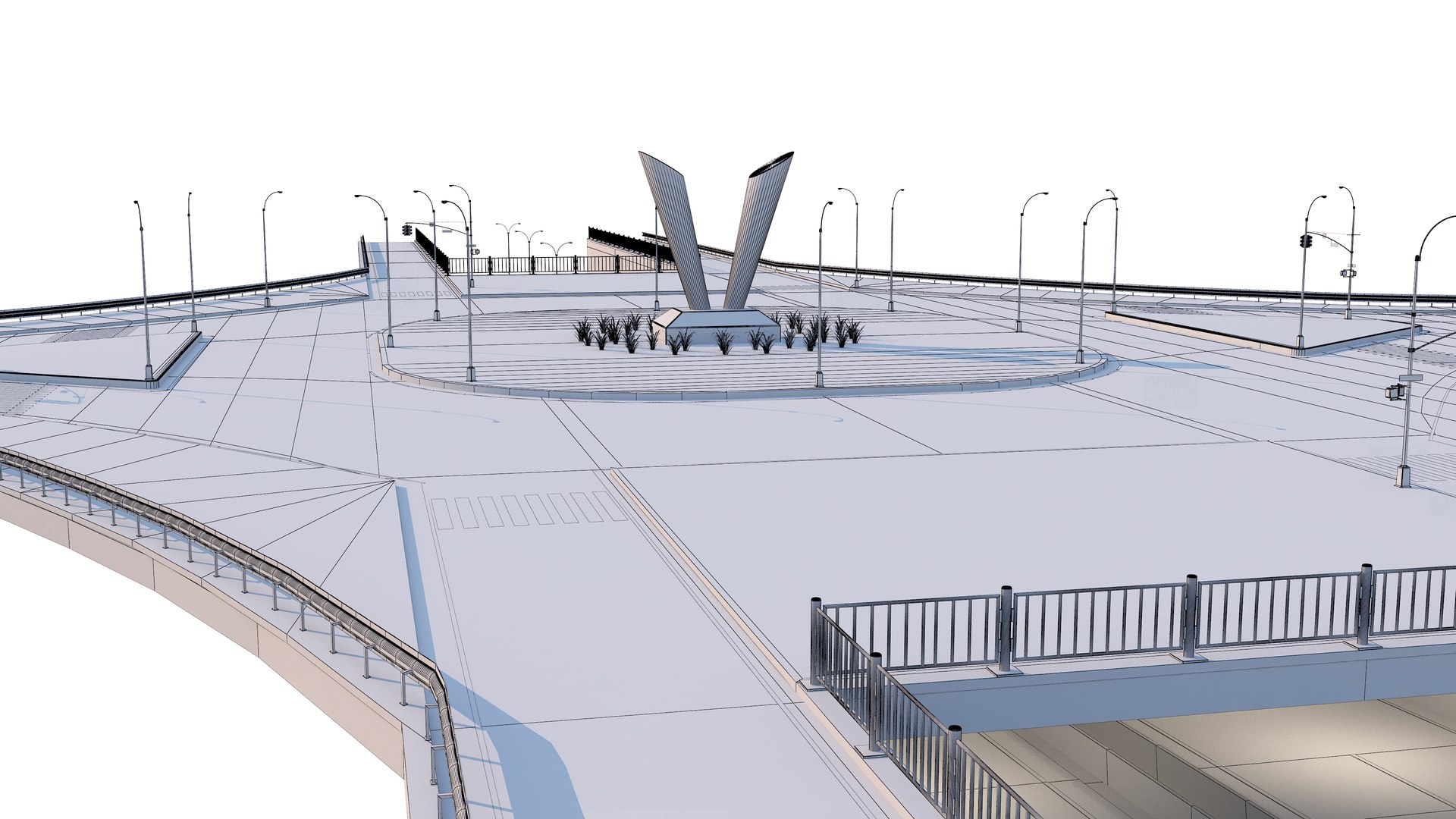3D Model Roundabout Bridge With Highway - TurboSquid 2266317