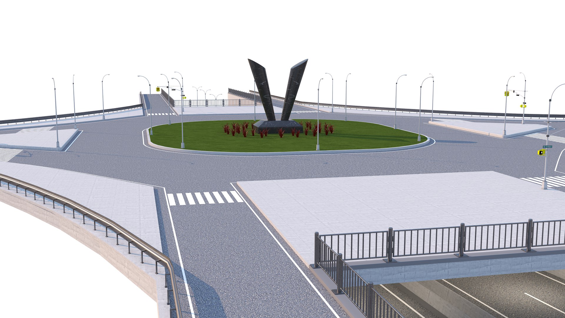 3D Model Roundabout Bridge With Highway - TurboSquid 2266317