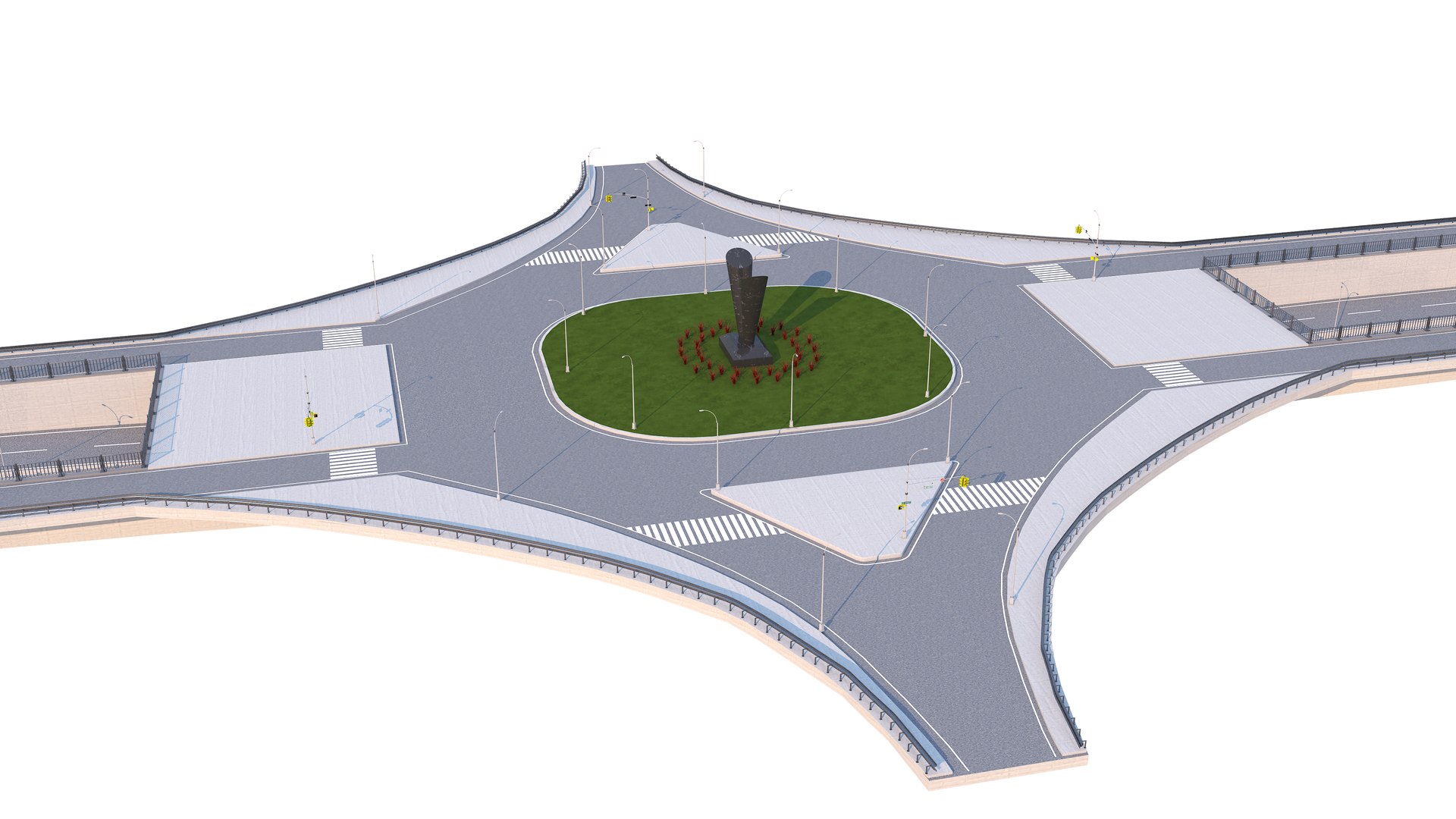 3D Model Roundabout Bridge With Highway - TurboSquid 2266317
