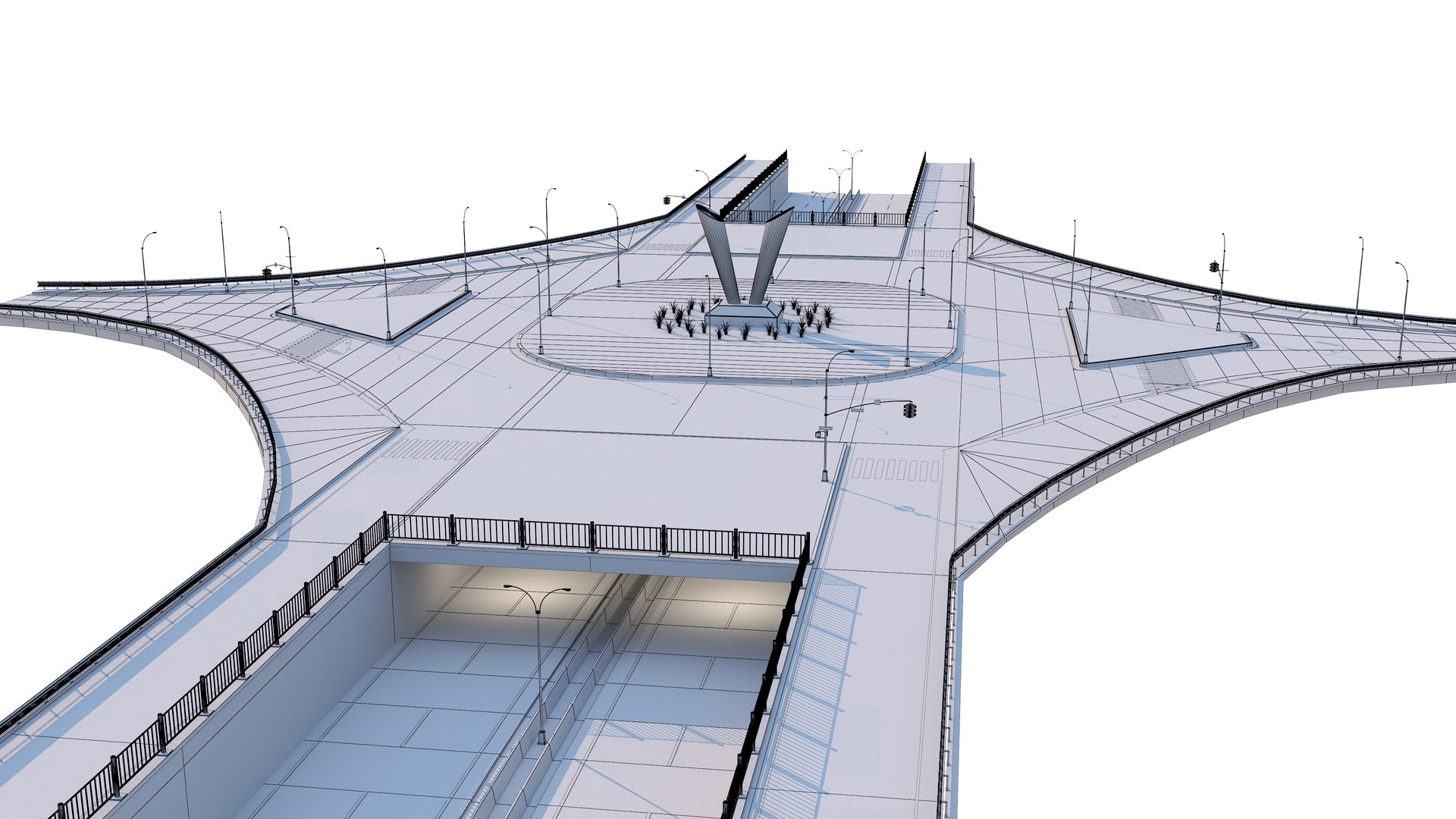 3D Model Roundabout Bridge With Highway - TurboSquid 2266317