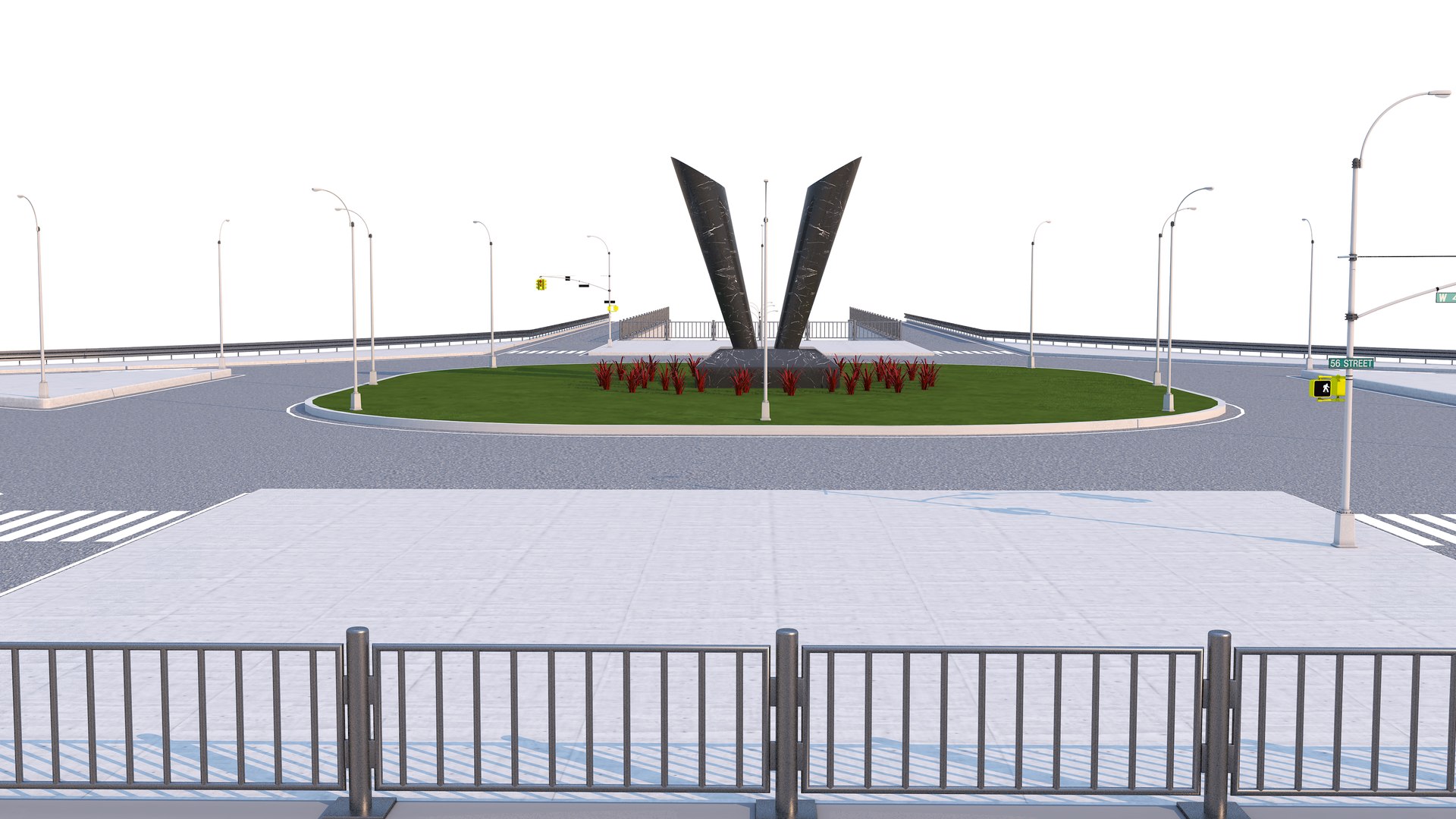 3D Model Roundabout Bridge With Highway - TurboSquid 2266317