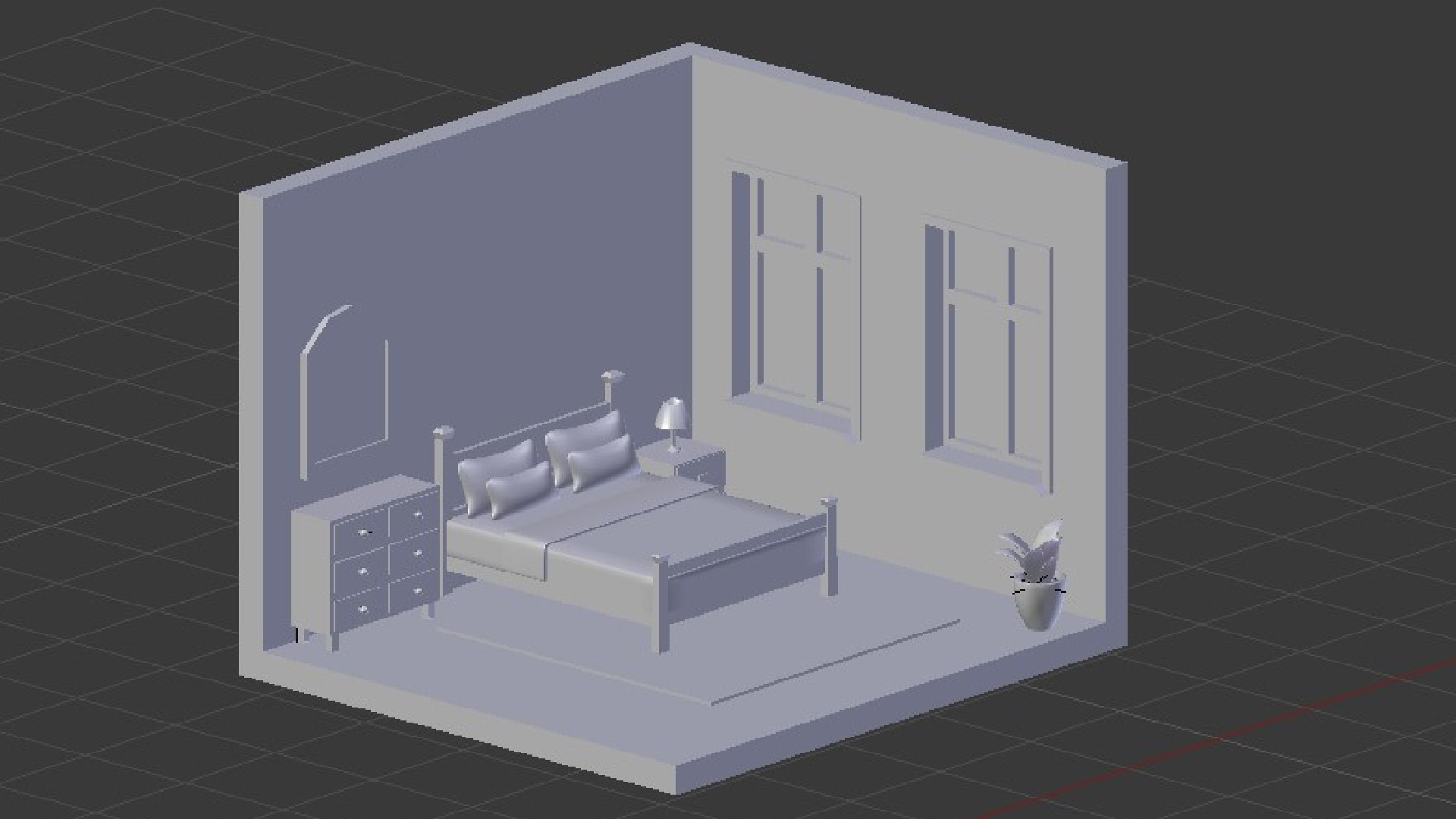 3D Isometric Double Room Model - TurboSquid 2248410