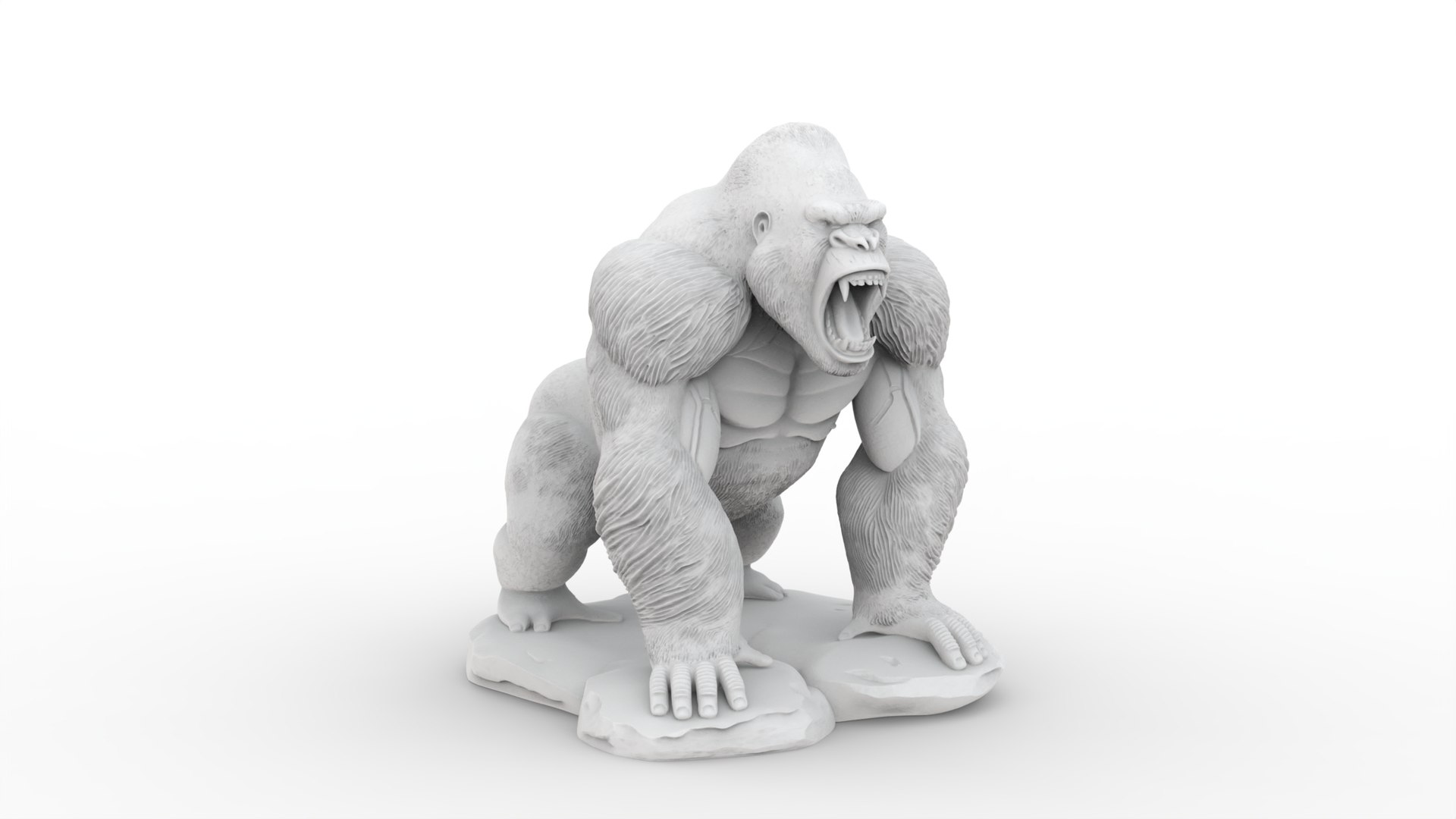 3D Roaring Gorilla On Rock Model - TurboSquid 2432807