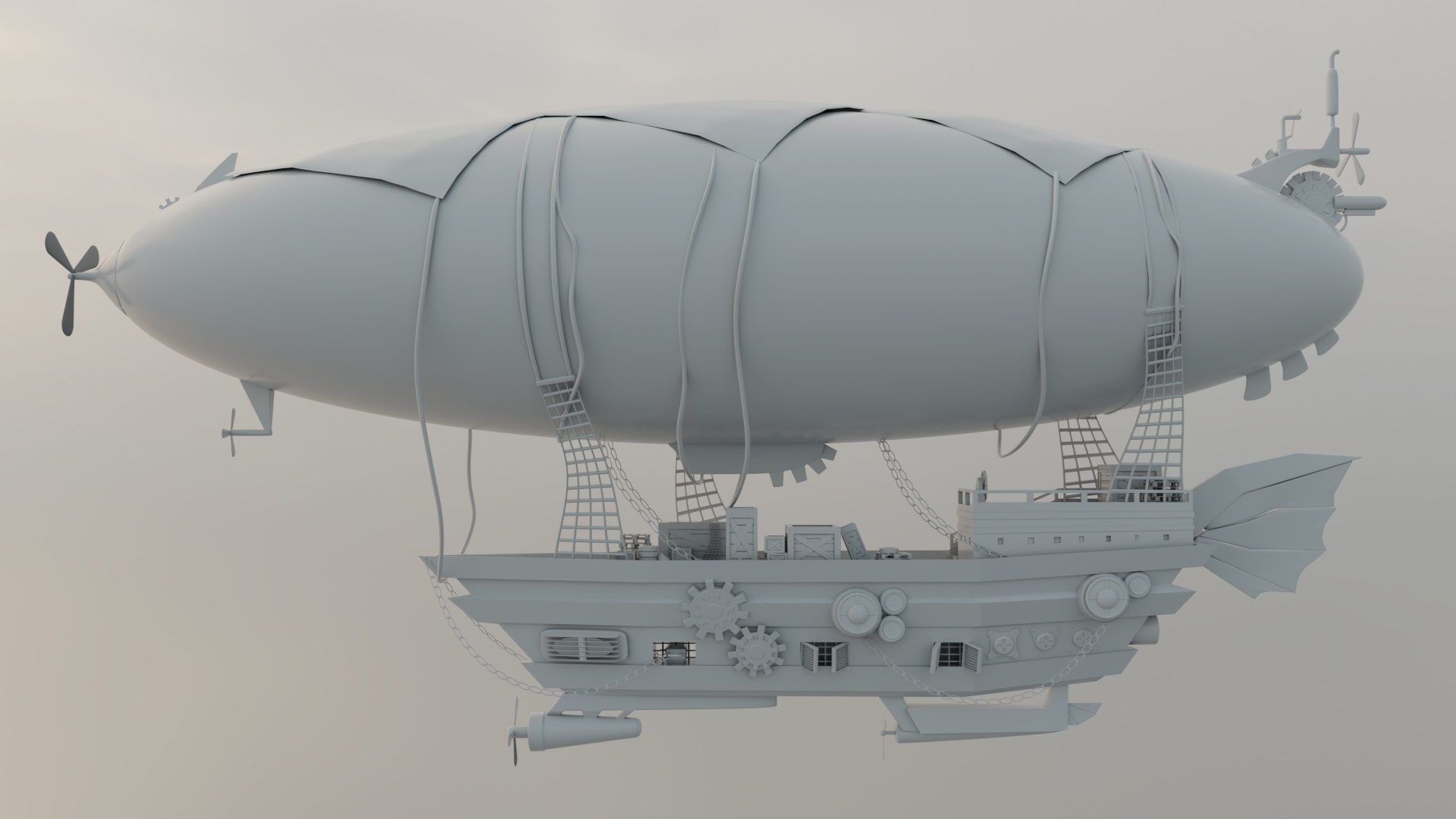 3D Steampunk Airship Model - TurboSquid 2202437