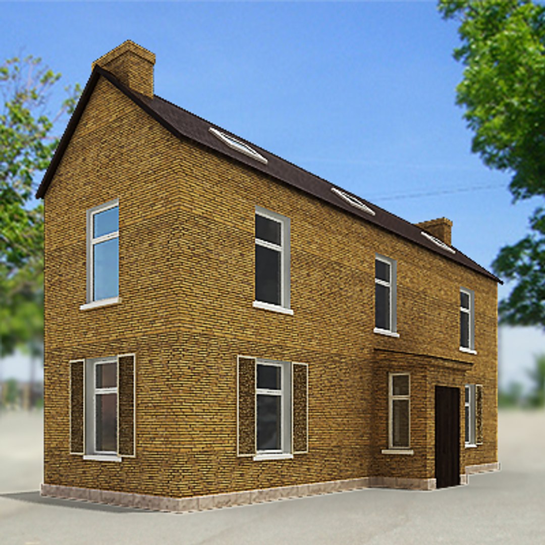 Small Town House Building 3d Model