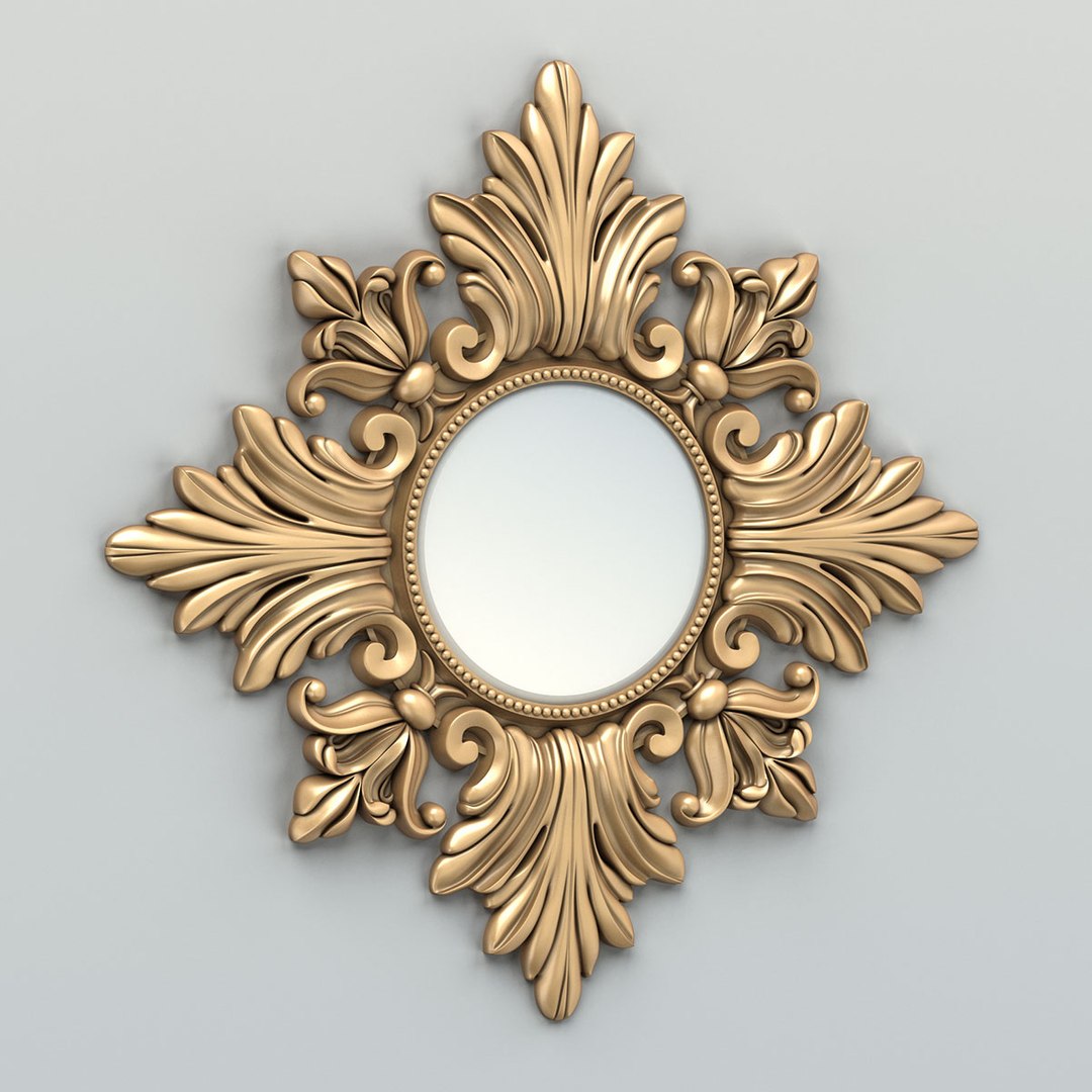 3D Carved Rectangle Mirror Frame - TurboSquid 1552839