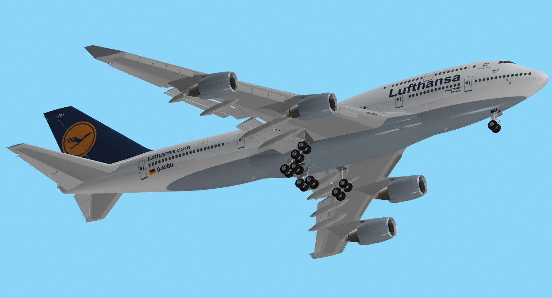 3d boeing 747-400 lufthansa