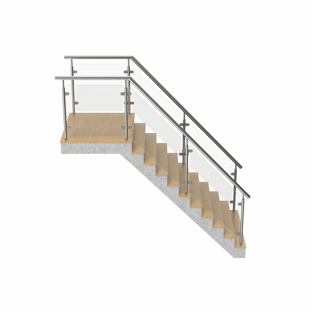 Glass Railing Stairs 3D model - TurboSquid 2180640