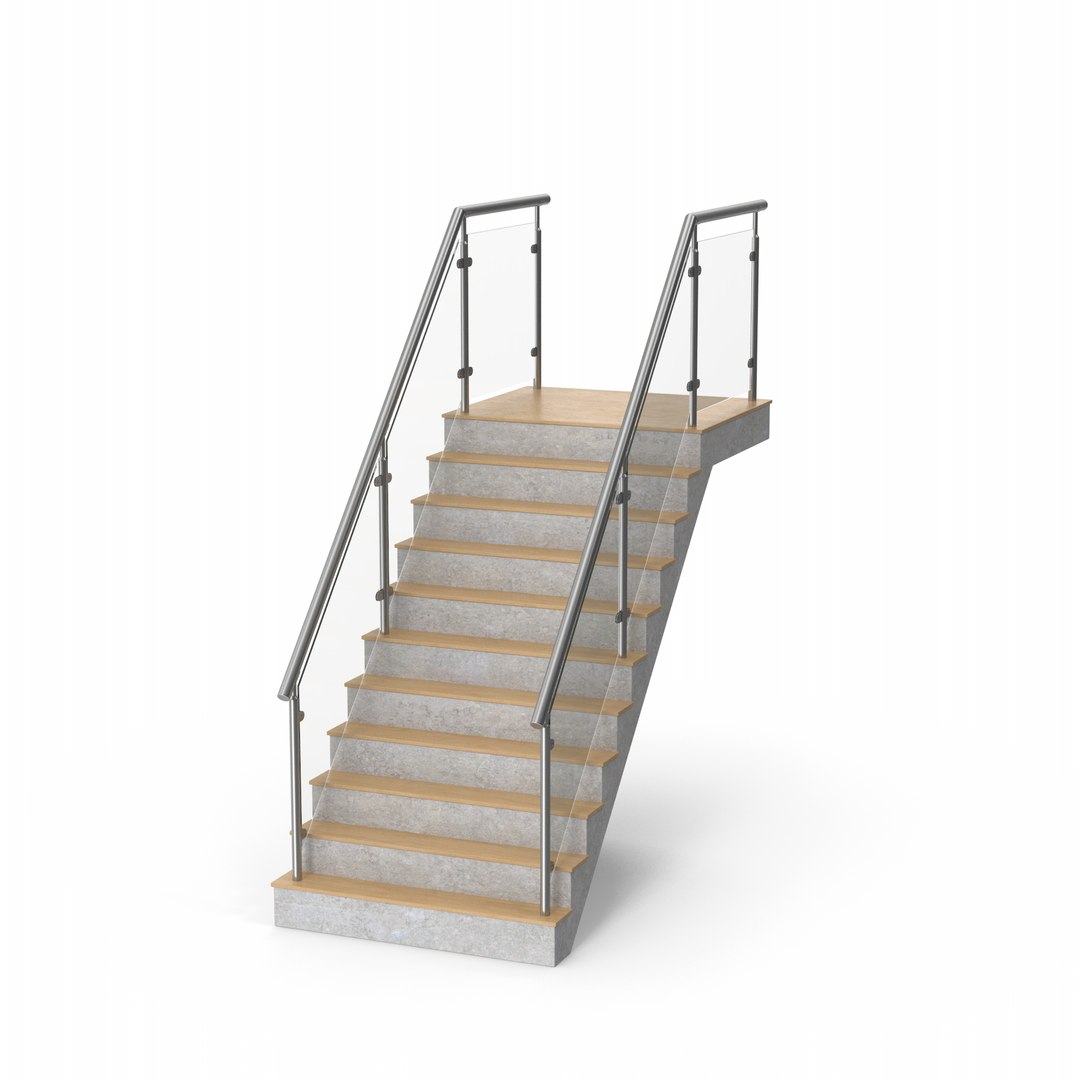 Glass Railing Stairs 3D model - TurboSquid 2180640