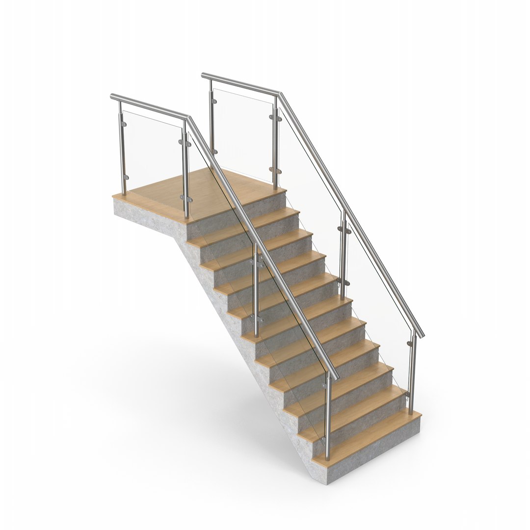 Glass Railing Stairs 3D model - TurboSquid 2180640