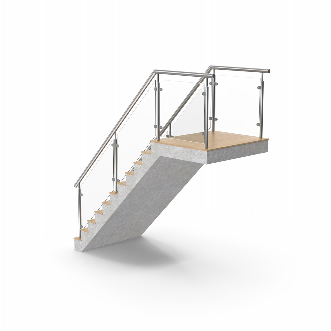 Glass Railing Stairs 3D model - TurboSquid 2180640