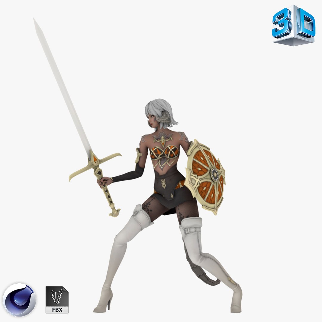 CG Woman Warrior Beauty Female Character Low-poly 3D Model 3D Model ...