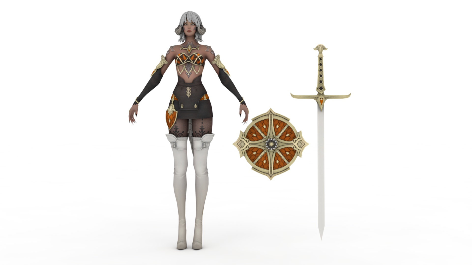 CG Woman Warrior Beauty Female Character Low-poly 3D Model 3D Model ...