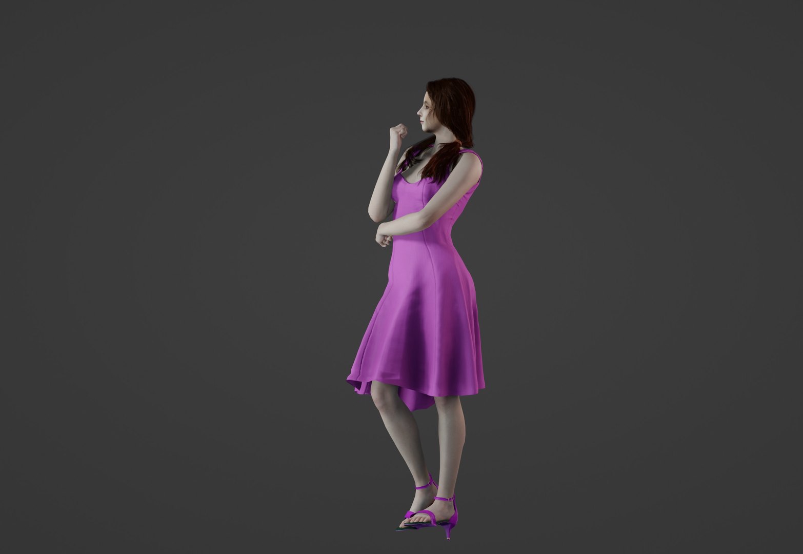 3D Pale Woman In A Pink Dress - TurboSquid 2008074