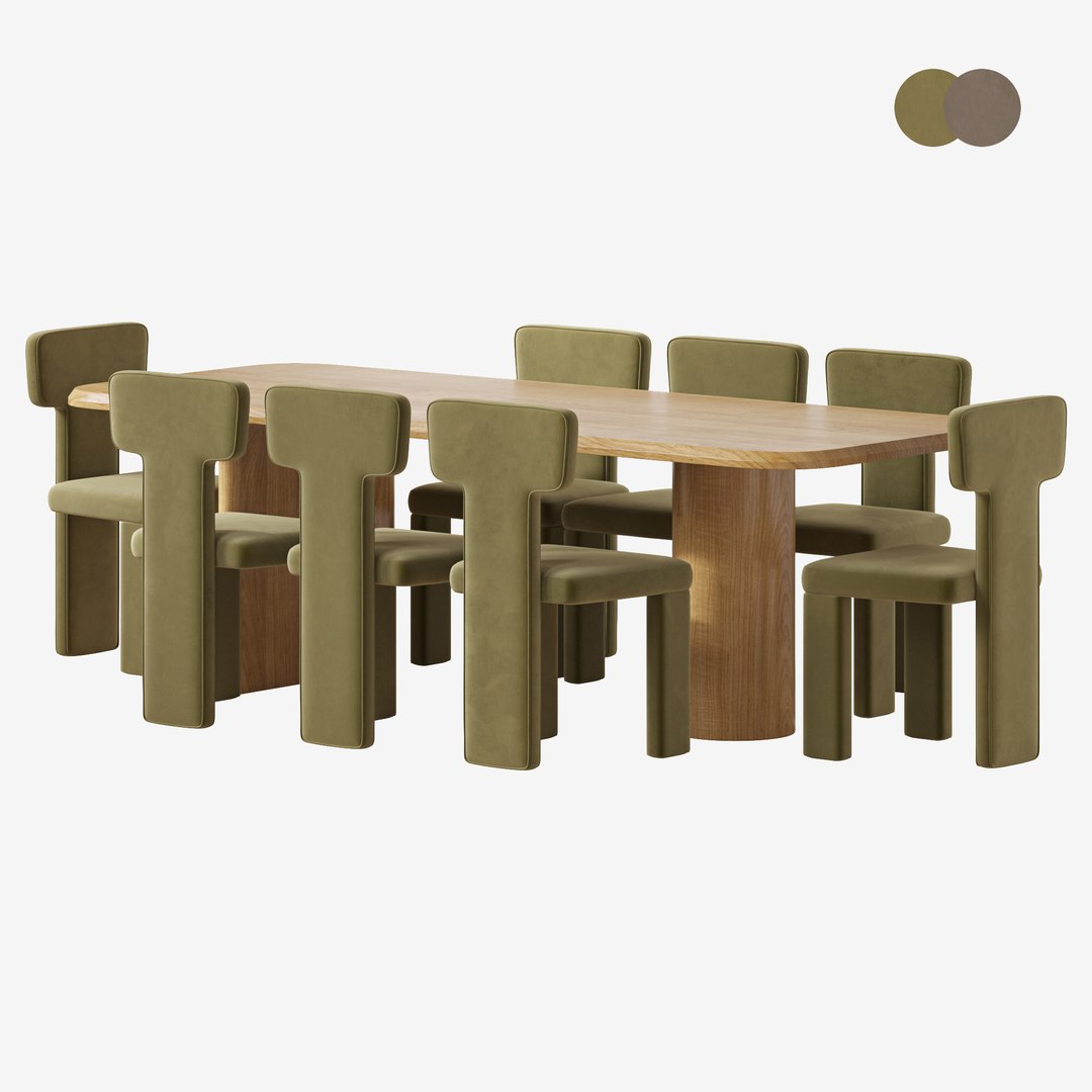 Archer Dining Table And Teo Dining Chair 3D Model - TurboSquid 2331661