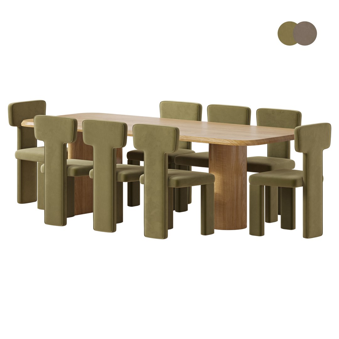 Archer Dining Table And Teo Dining Chair 3D Model - TurboSquid 2331661