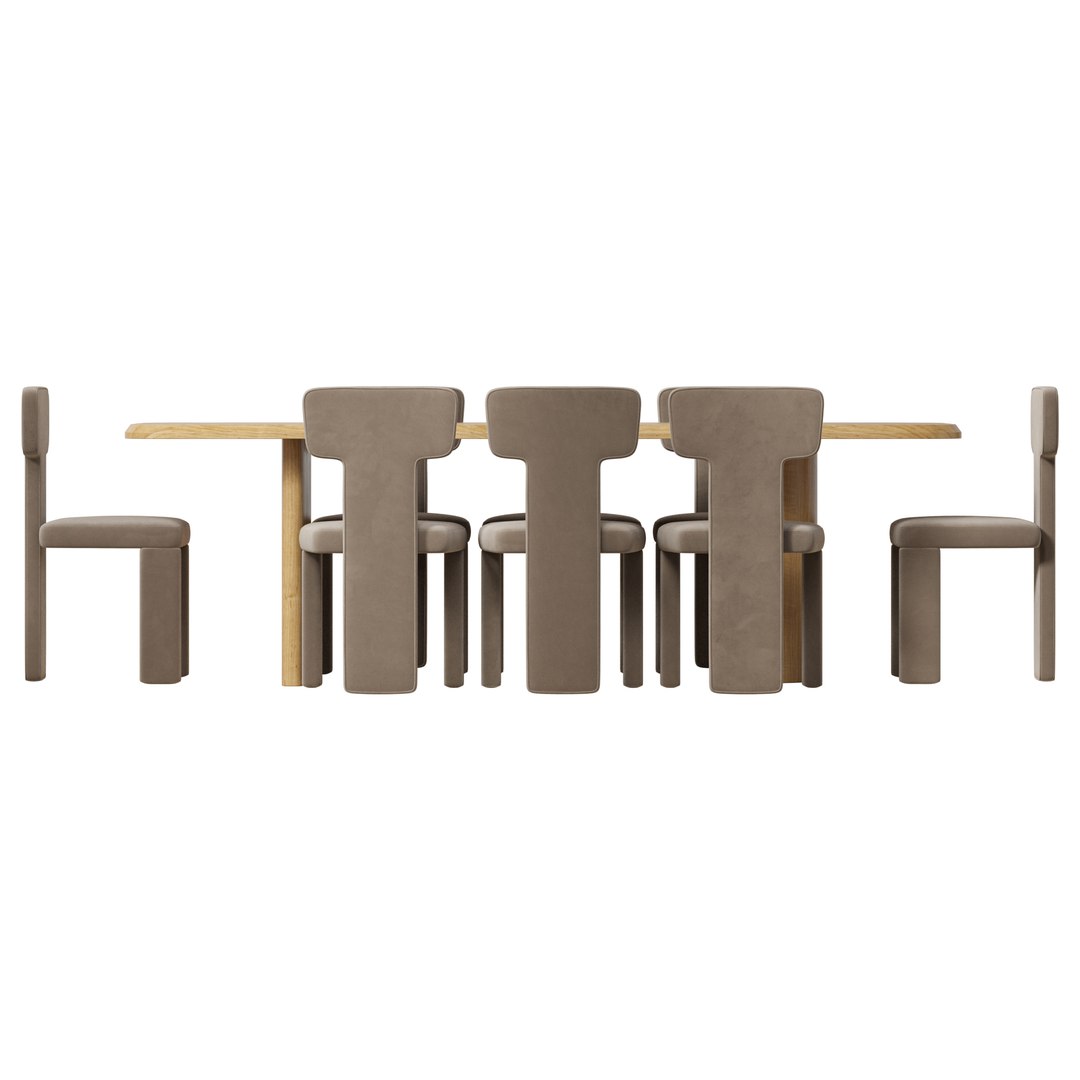 Archer Dining Table And Teo Dining Chair 3D Model - TurboSquid 2331661