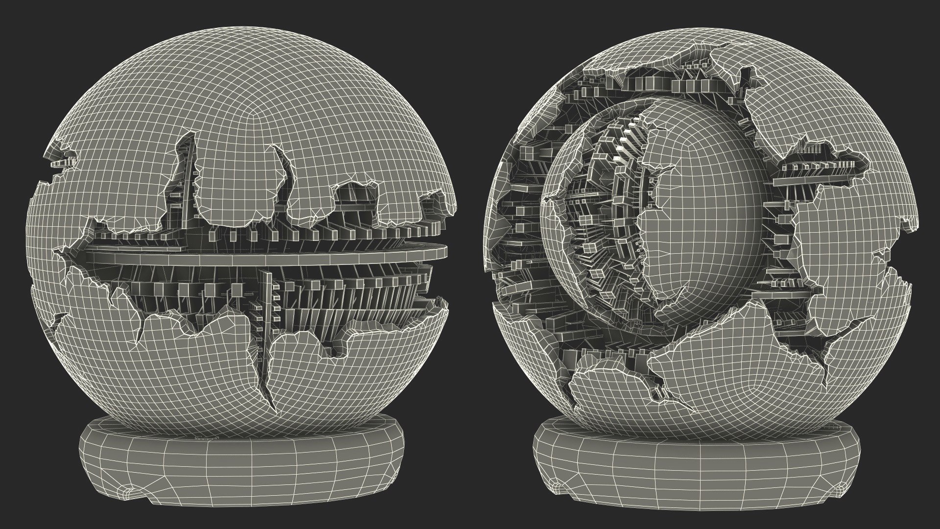 Sphere Of Ruins Resting On Wood Stand 3D Model - TurboSquid 2386698