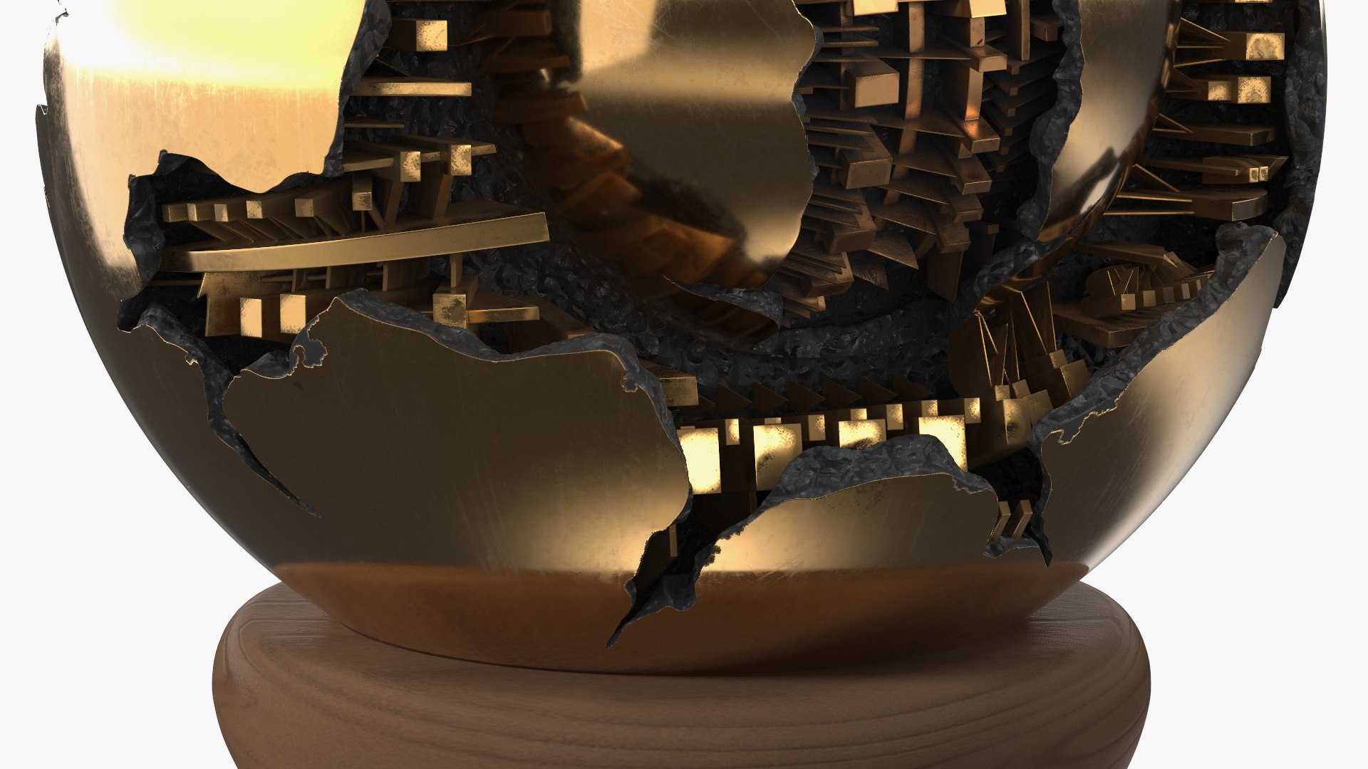 Sphere Of Ruins Resting On Wood Stand 3D Model - TurboSquid 2386698