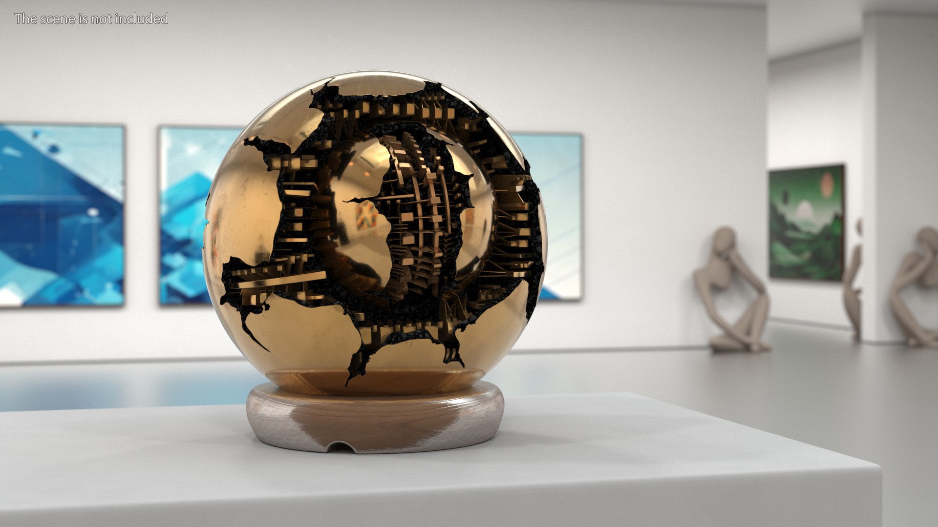 Sphere Of Ruins Resting On Wood Stand 3D Model - TurboSquid 2386698