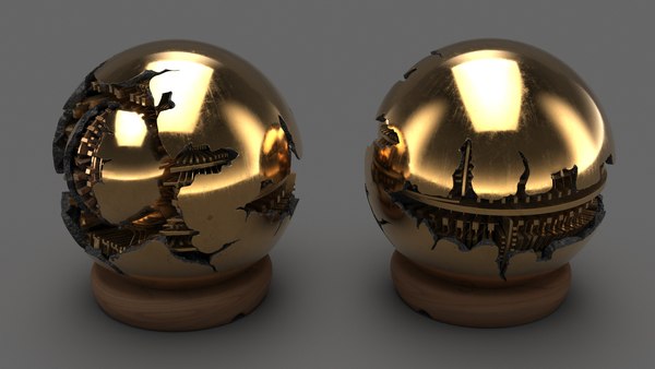 modelo 3d Esfera de ruinas que reposa sobre un soporte de madera ...