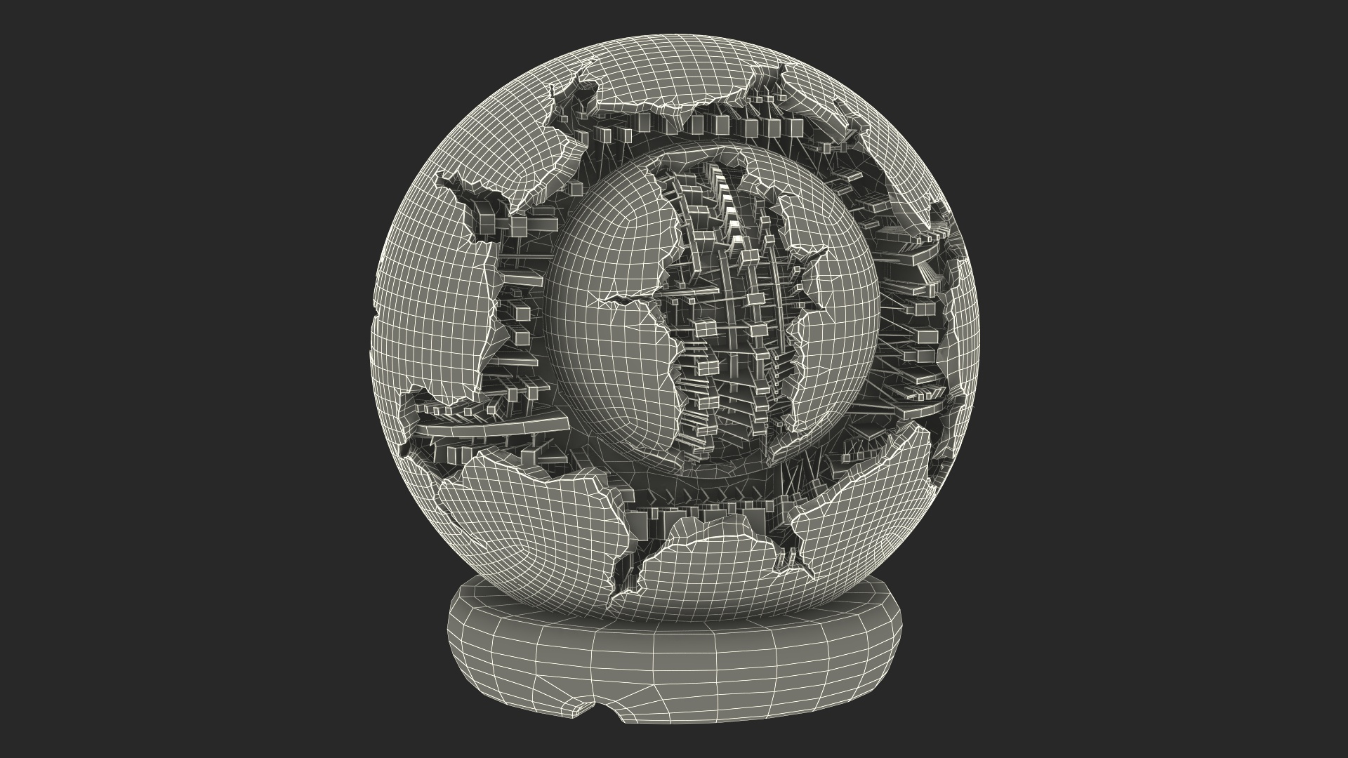 Sphere Of Ruins Resting On Wood Stand 3D Model - TurboSquid 2386698