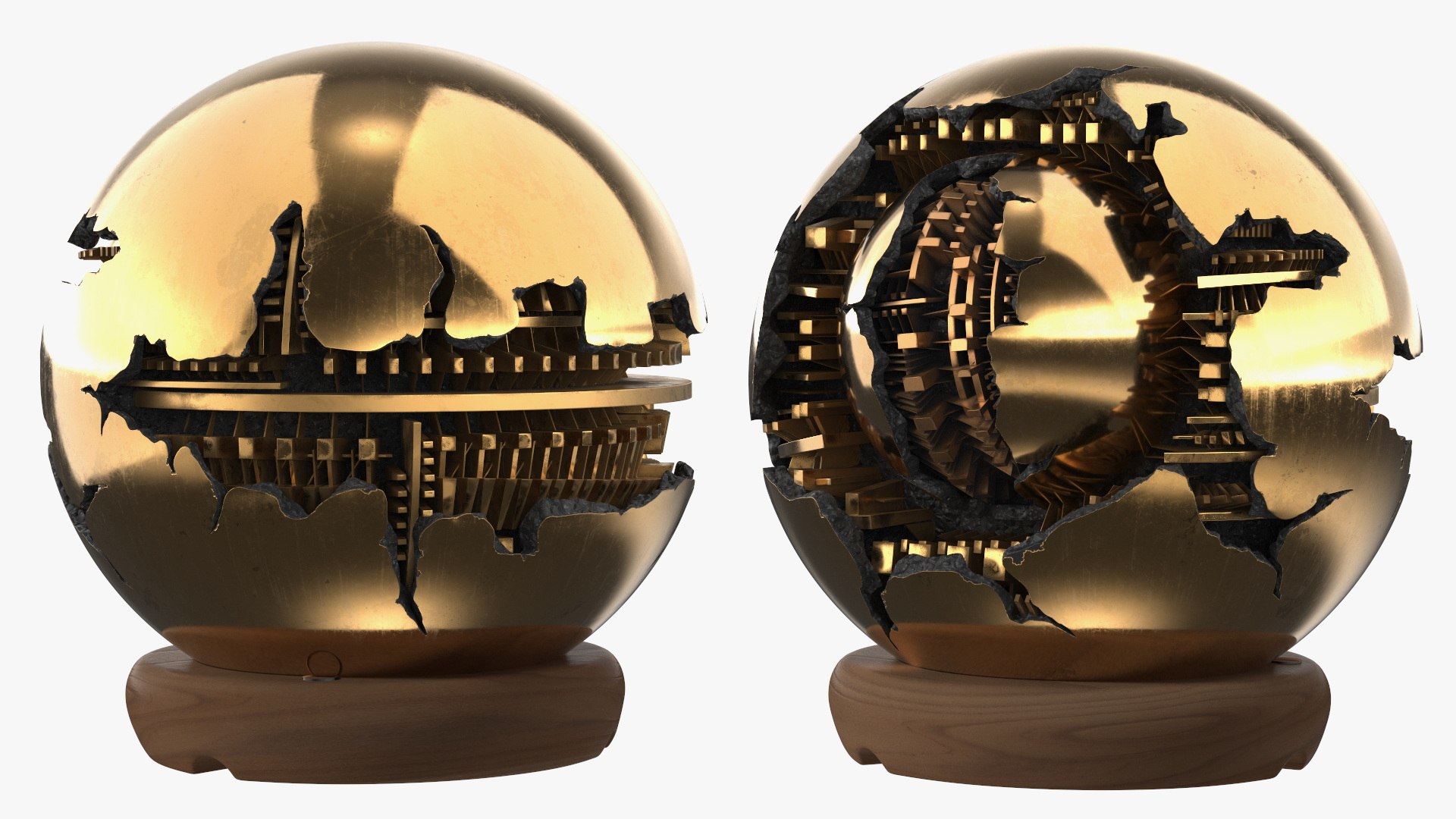 Sphere Of Ruins Resting On Wood Stand 3D Model - TurboSquid 2386698