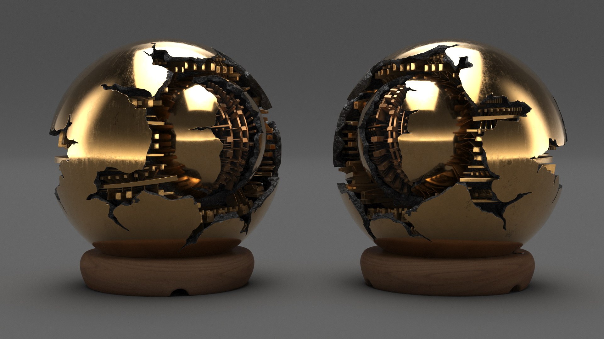 Sphere Of Ruins Resting On Wood Stand 3D Model - TurboSquid 2386698