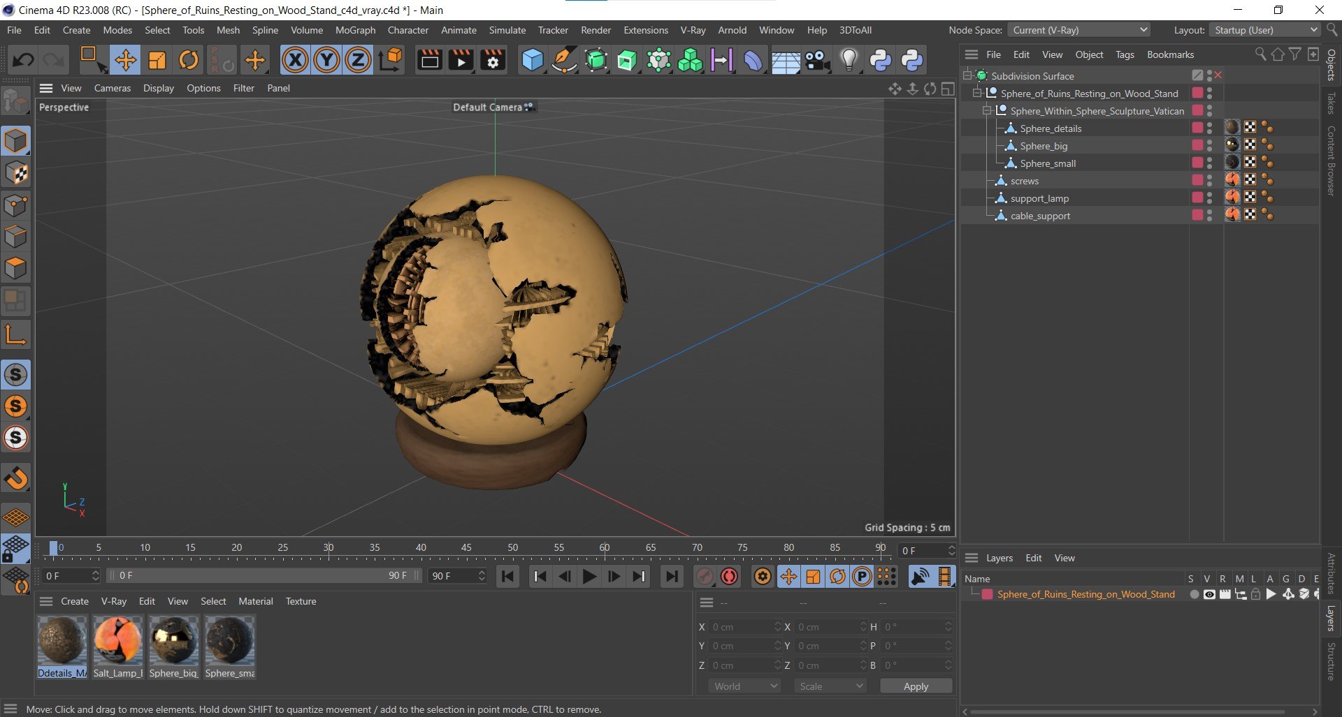 Sphere Of Ruins Resting On Wood Stand 3D Model - TurboSquid 2386698