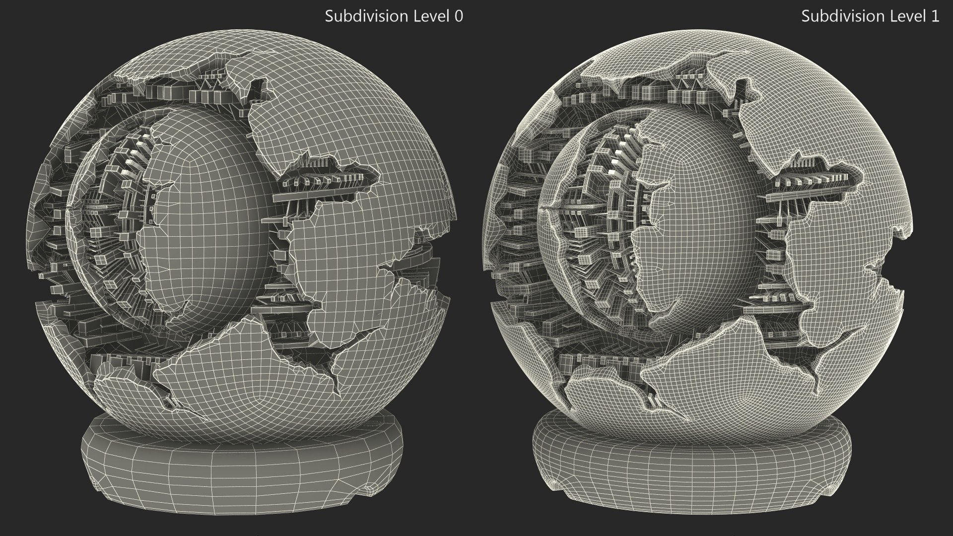 Sphere Of Ruins Resting On Wood Stand 3D Model - TurboSquid 2386698