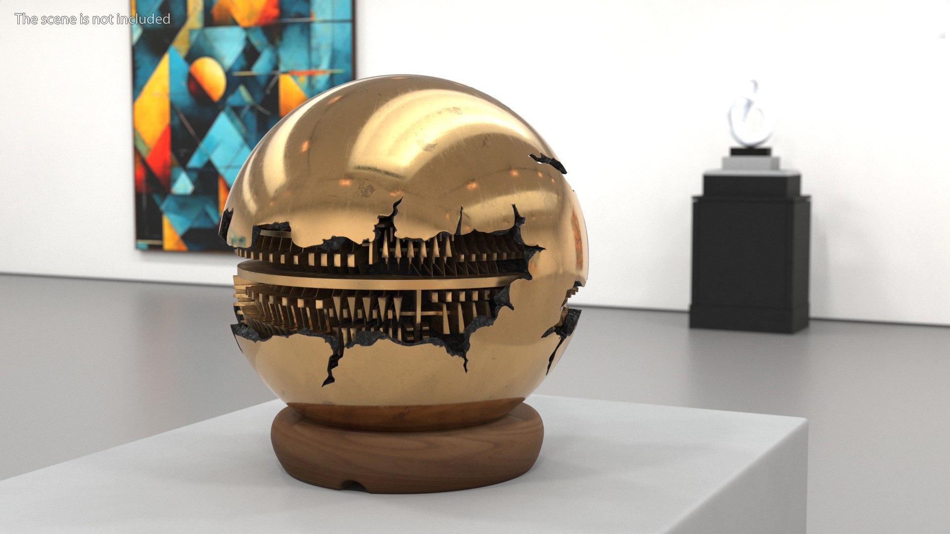 Sphere Of Ruins Resting On Wood Stand 3D Model - TurboSquid 2386698