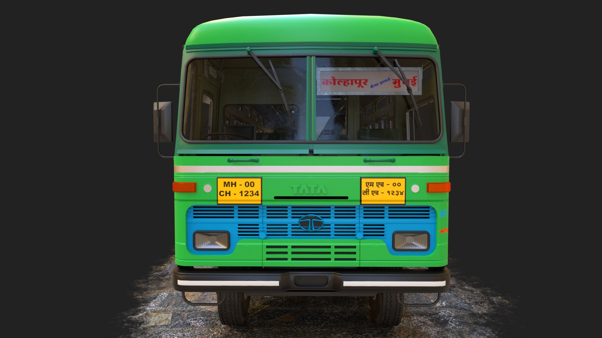 Indian ST Bus V2 Dark Green Light Green 3D - TurboSquid 2286488