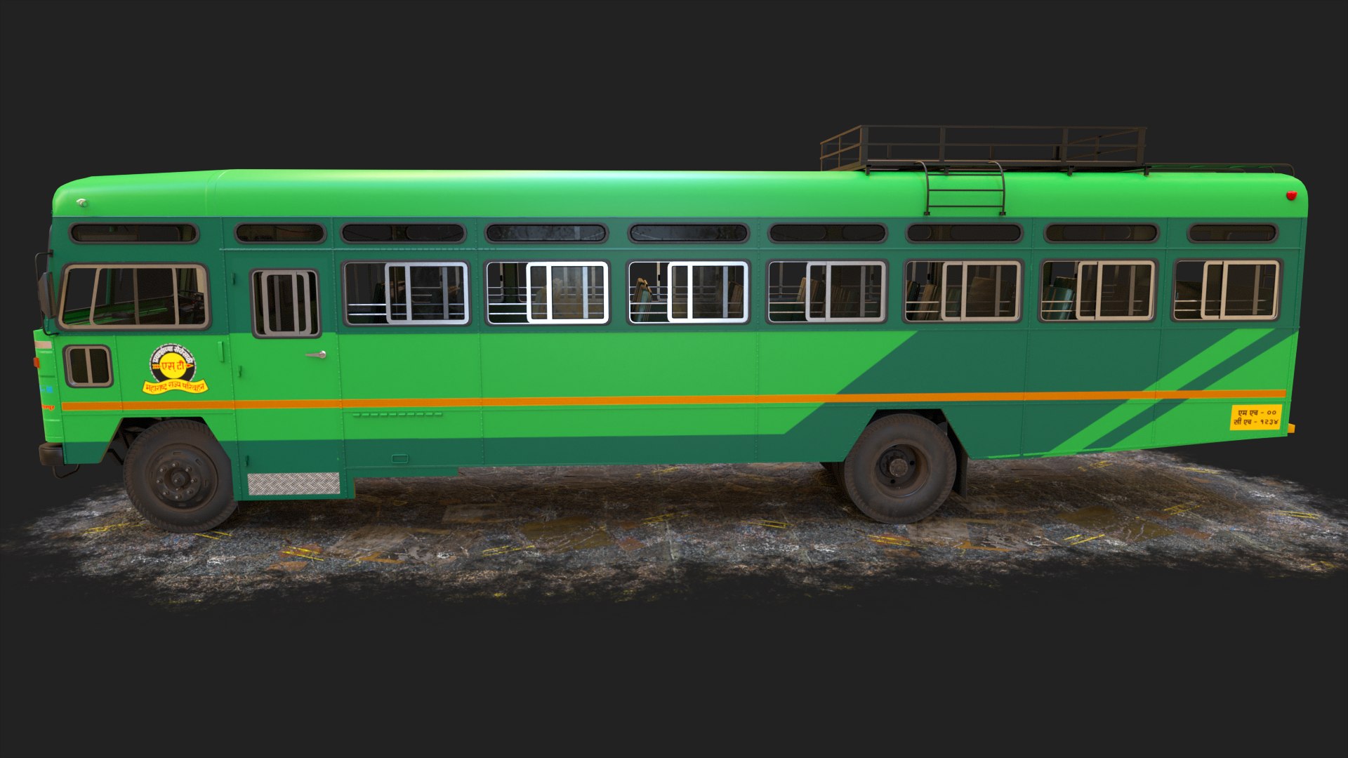 Indian ST Bus V2 Dark Green Light Green 3D - TurboSquid 2286488