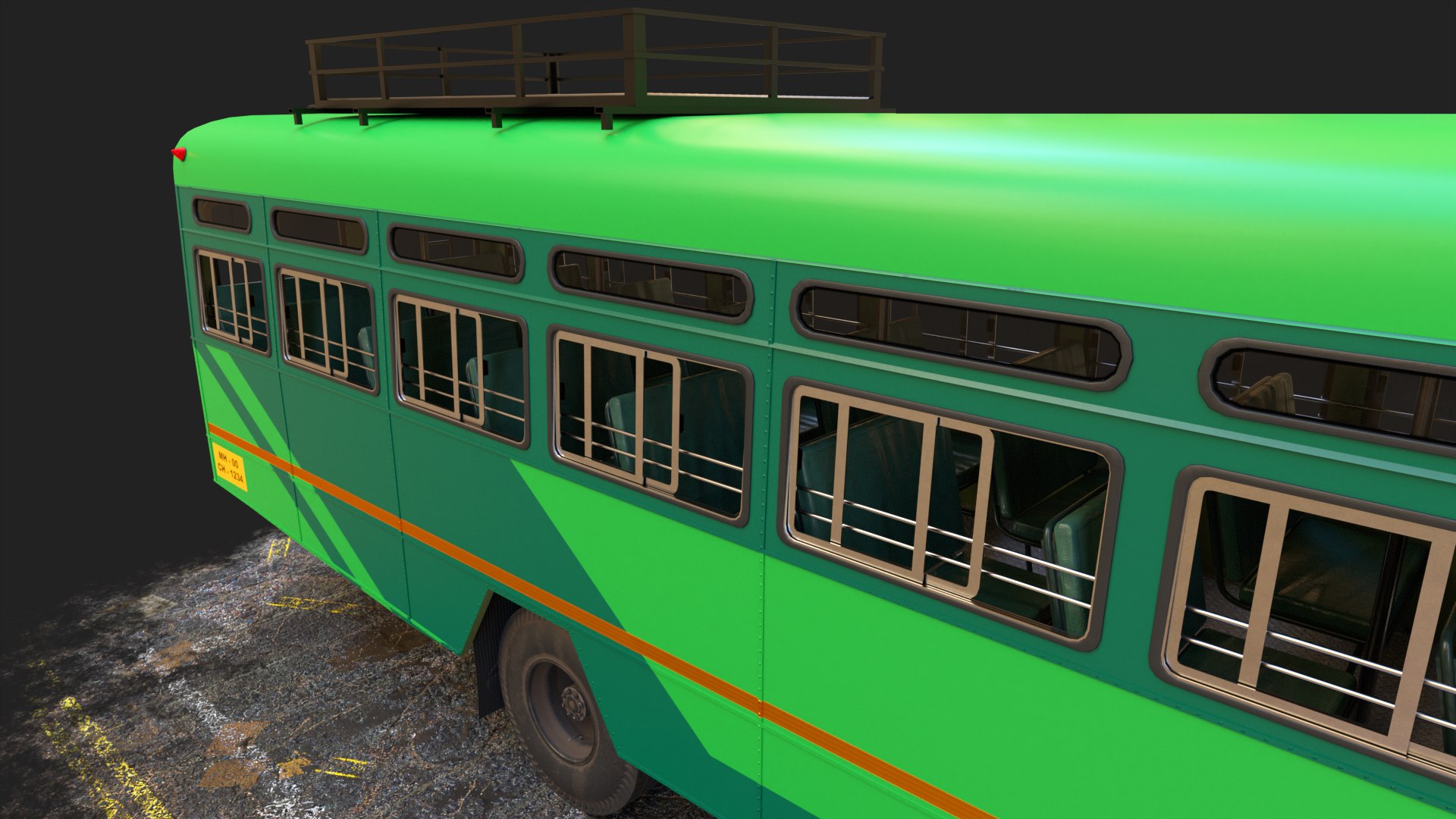 Indian ST Bus V2 Dark Green Light Green 3D - TurboSquid 2286488