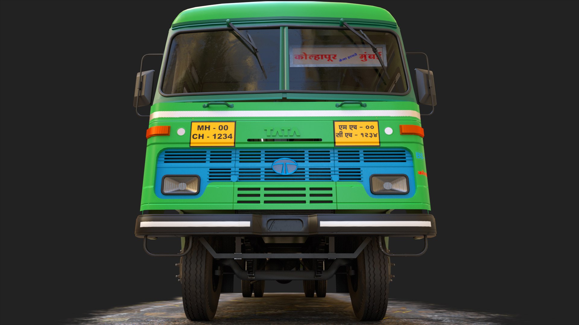 Indian ST Bus V2 Dark Green Light Green 3D - TurboSquid 2286488