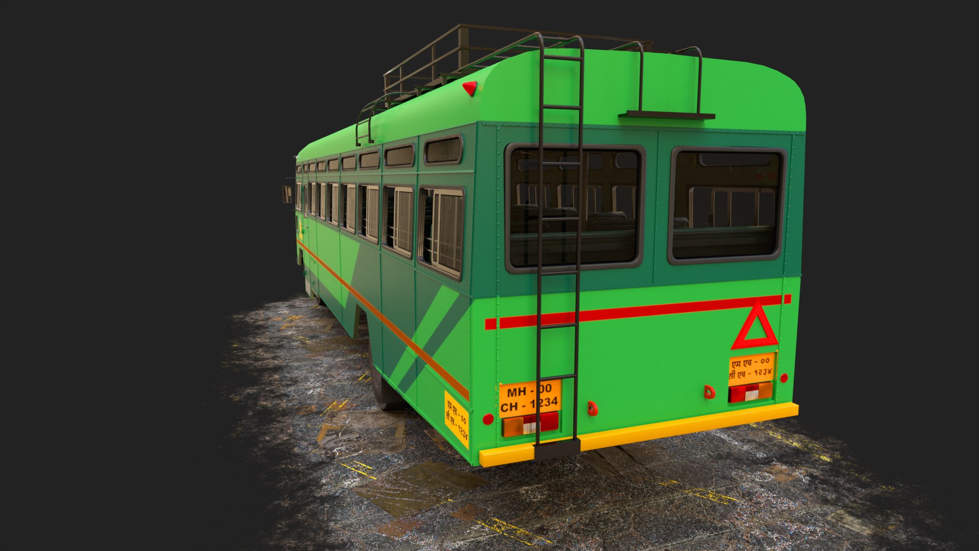 Indian ST Bus V2 Dark Green Light Green 3D - TurboSquid 2286488