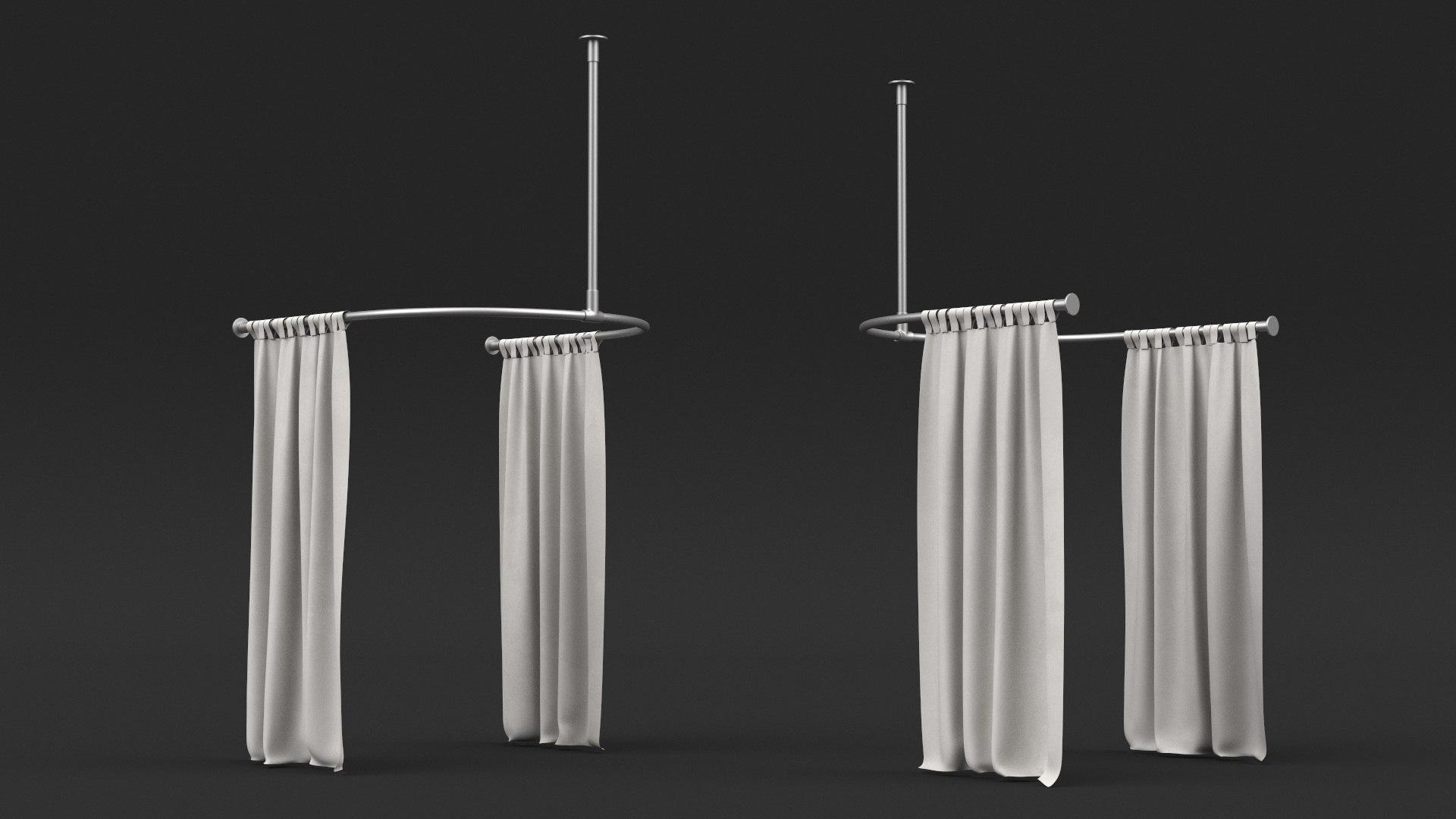 3D Dressing Room Curtain White Open - TurboSquid 2120558