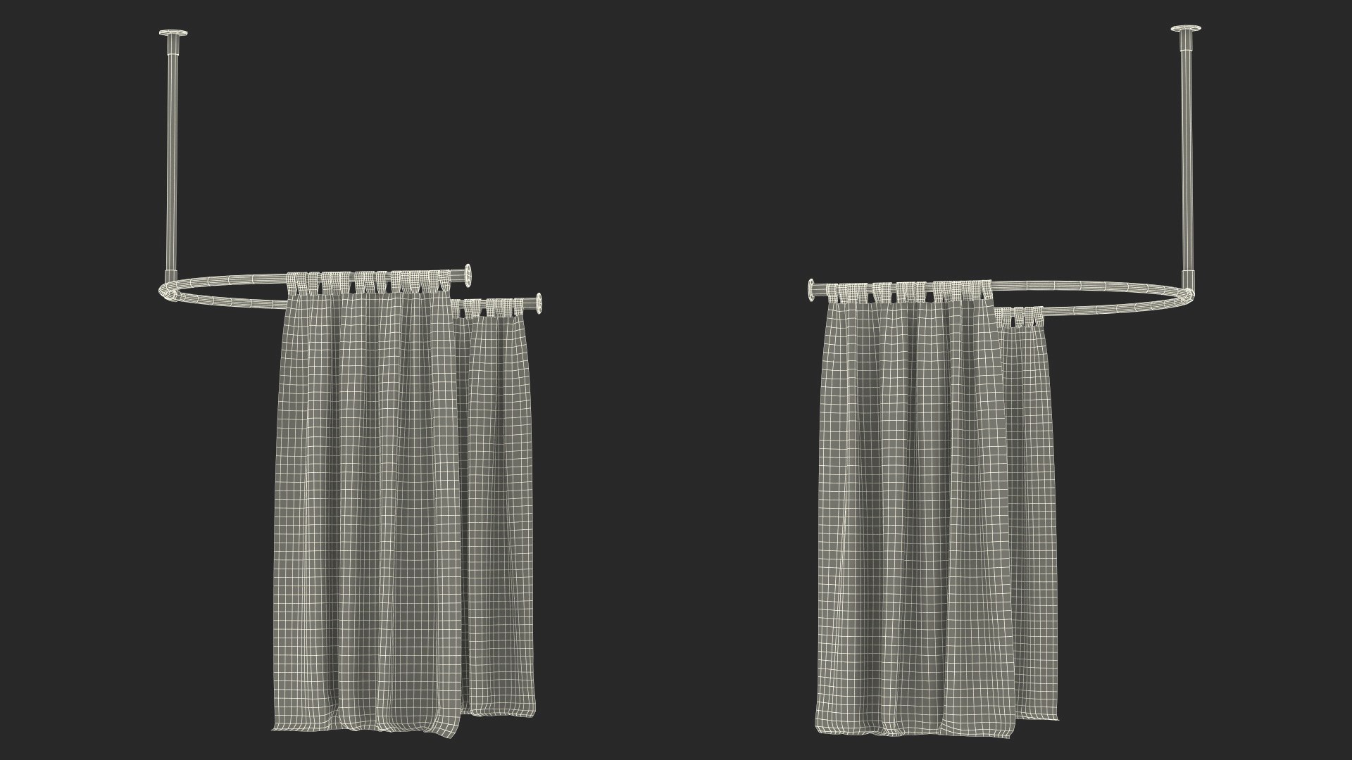 3D Dressing Room Curtain White Open - TurboSquid 2120558