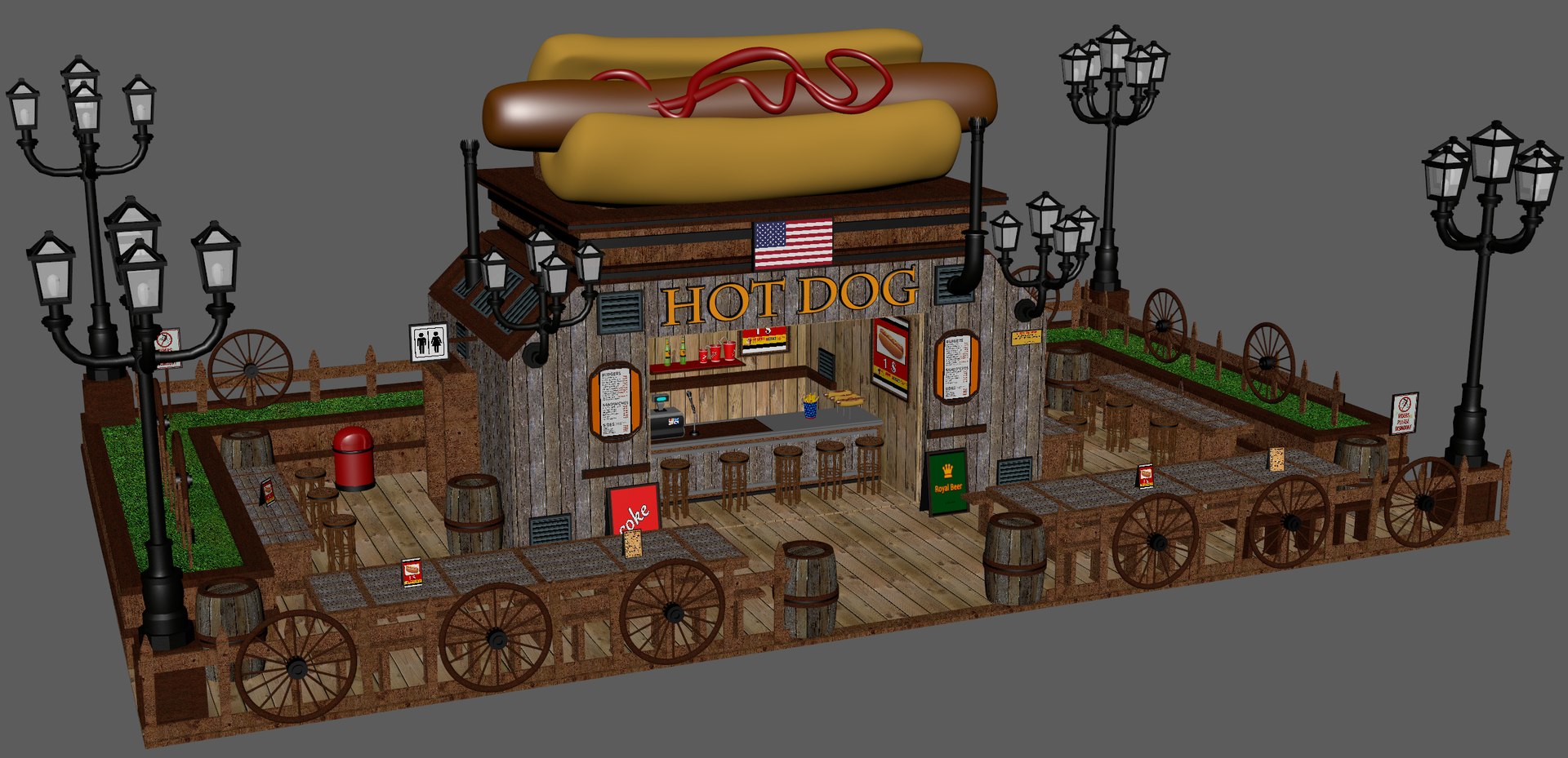 Cartoon Restaurant Toon 3D Model - TurboSquid 1307077