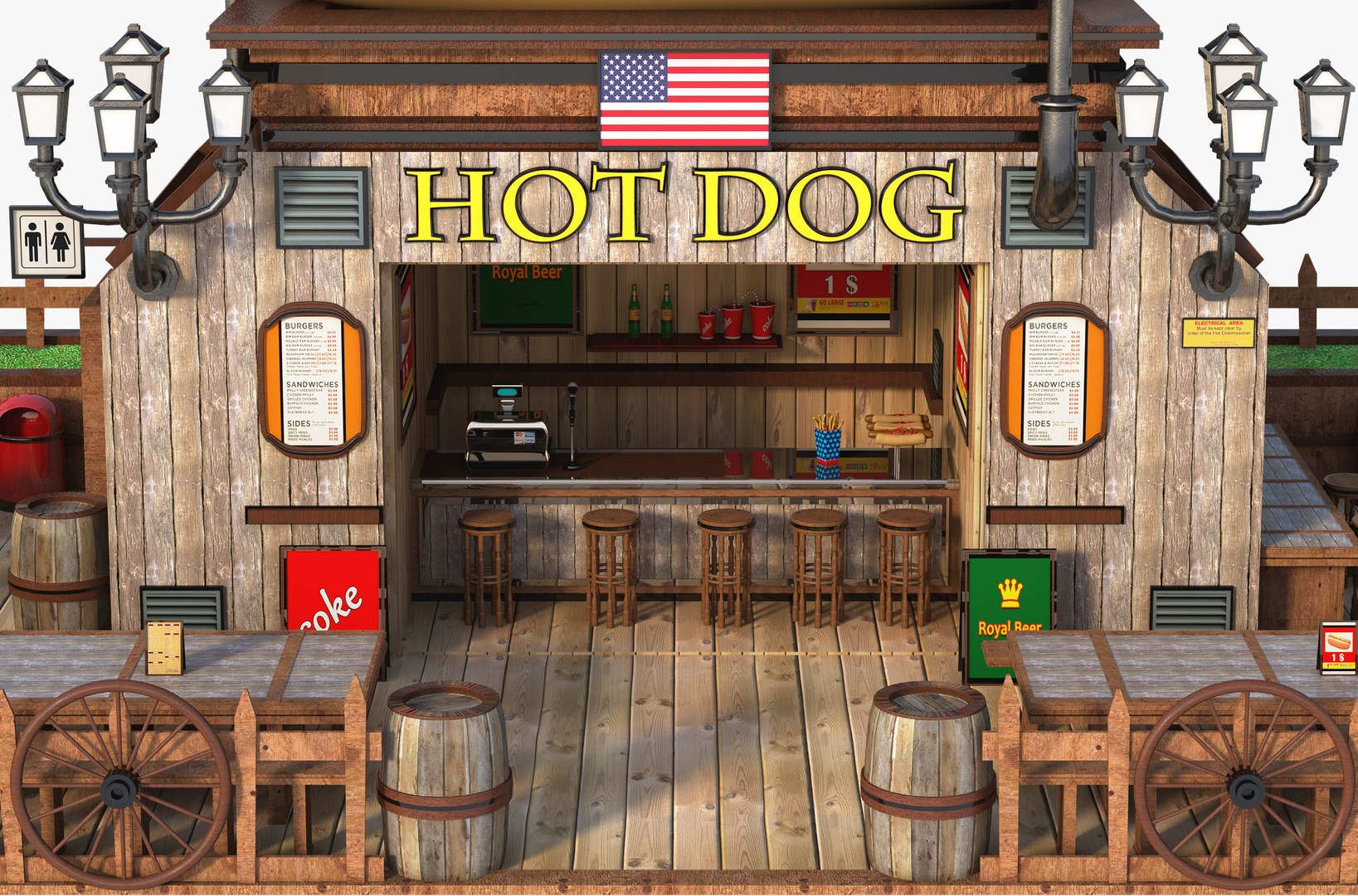 Cartoon restaurant toon 3D model - TurboSquid 1307077